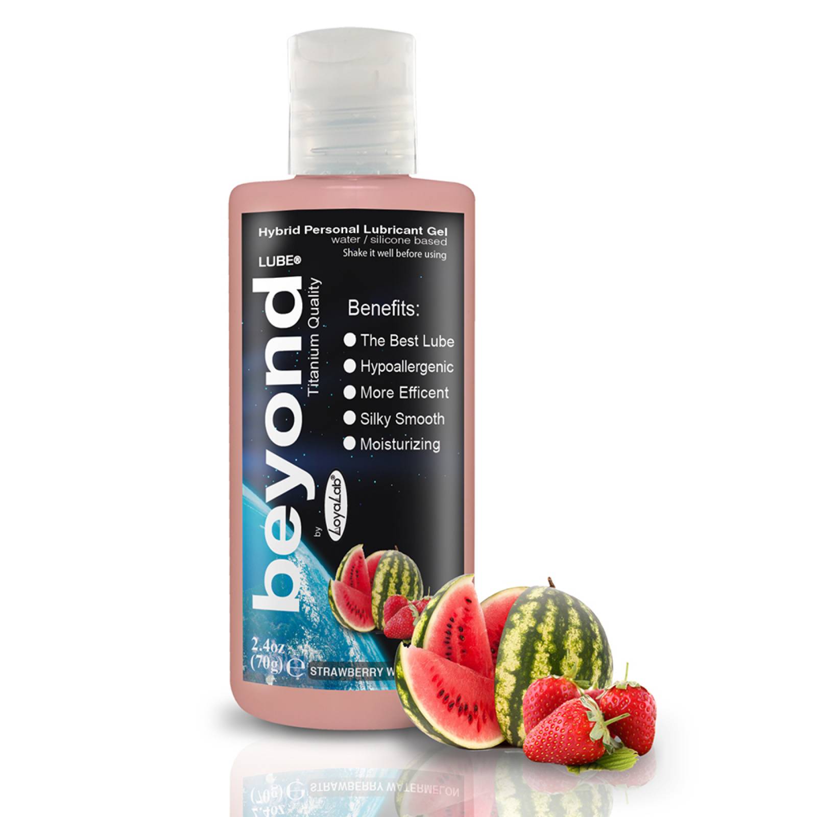 Gel Lubricante Intimo Híbrido, Beyond Lube de Fresa Sandía 70 g, Mod: 592t