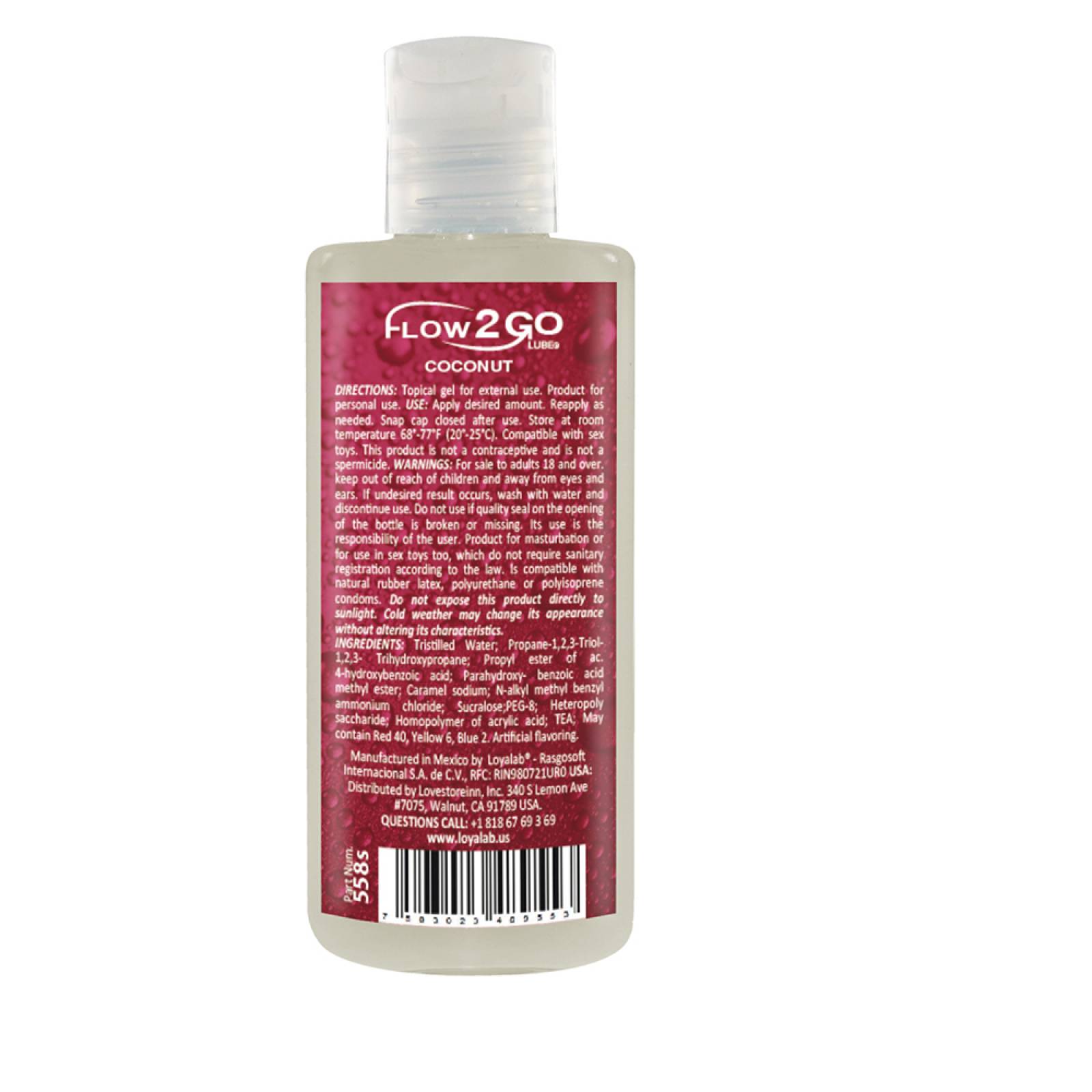 Gel Lubricante Intimo Premium Base Agua, Flow2GO Lube de Coco 70 g, Mod ...