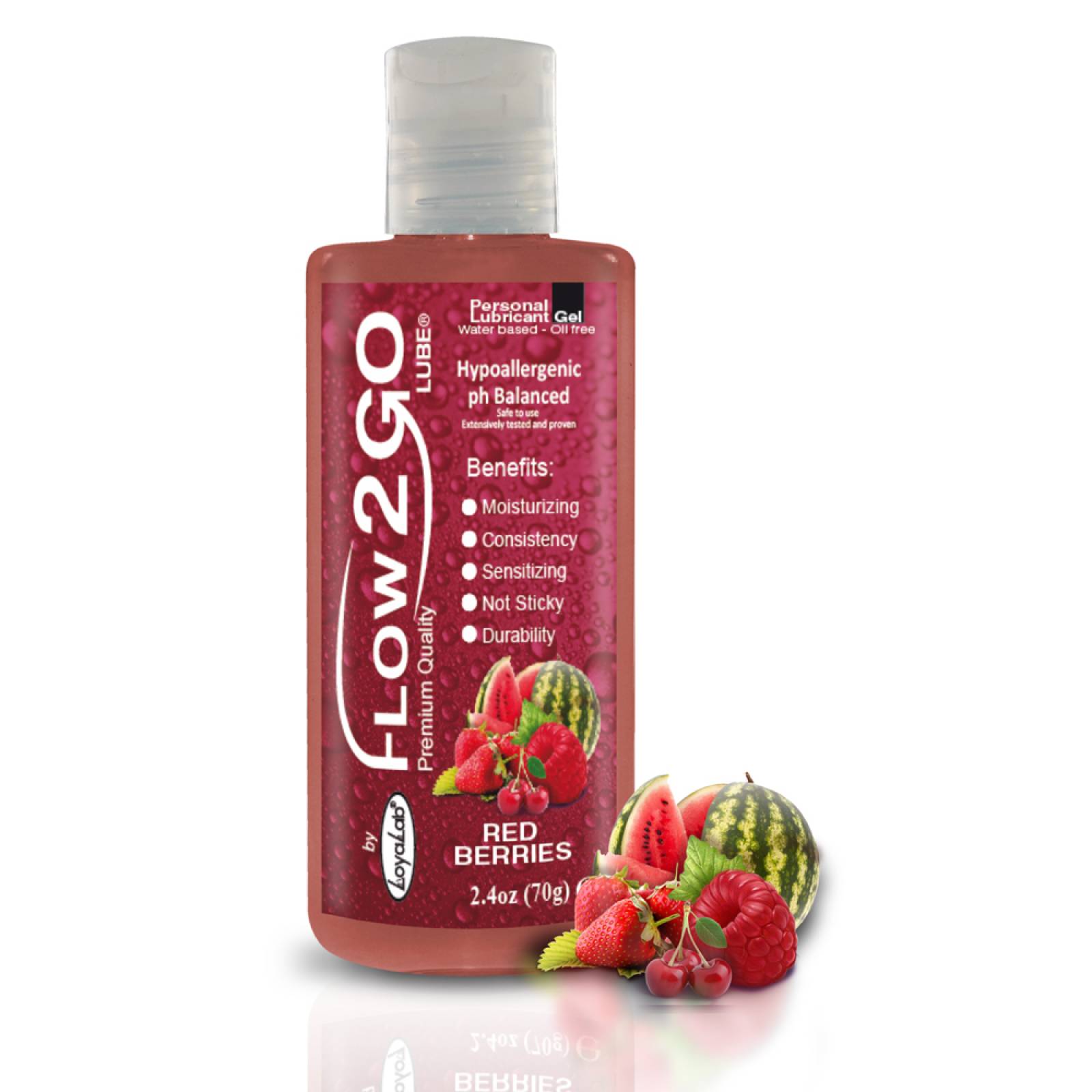 Gel Lubricante Intimo Premium Base Agua, Flow2GO Lube de Frutos Rojos ...