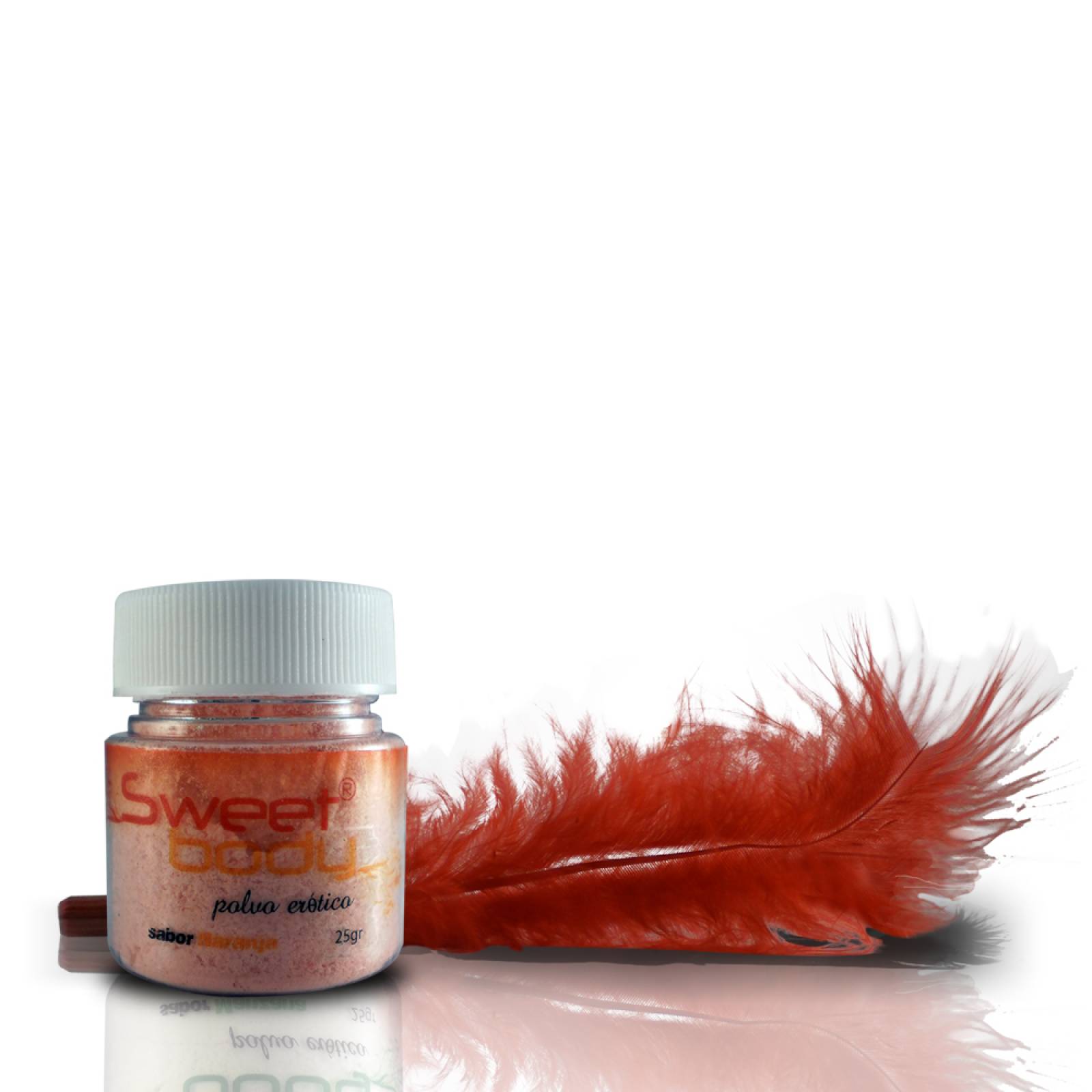 Talco Saborizado Sweet Body de Naranja + Pluma de Marabu Roja 25 g, Mod ...