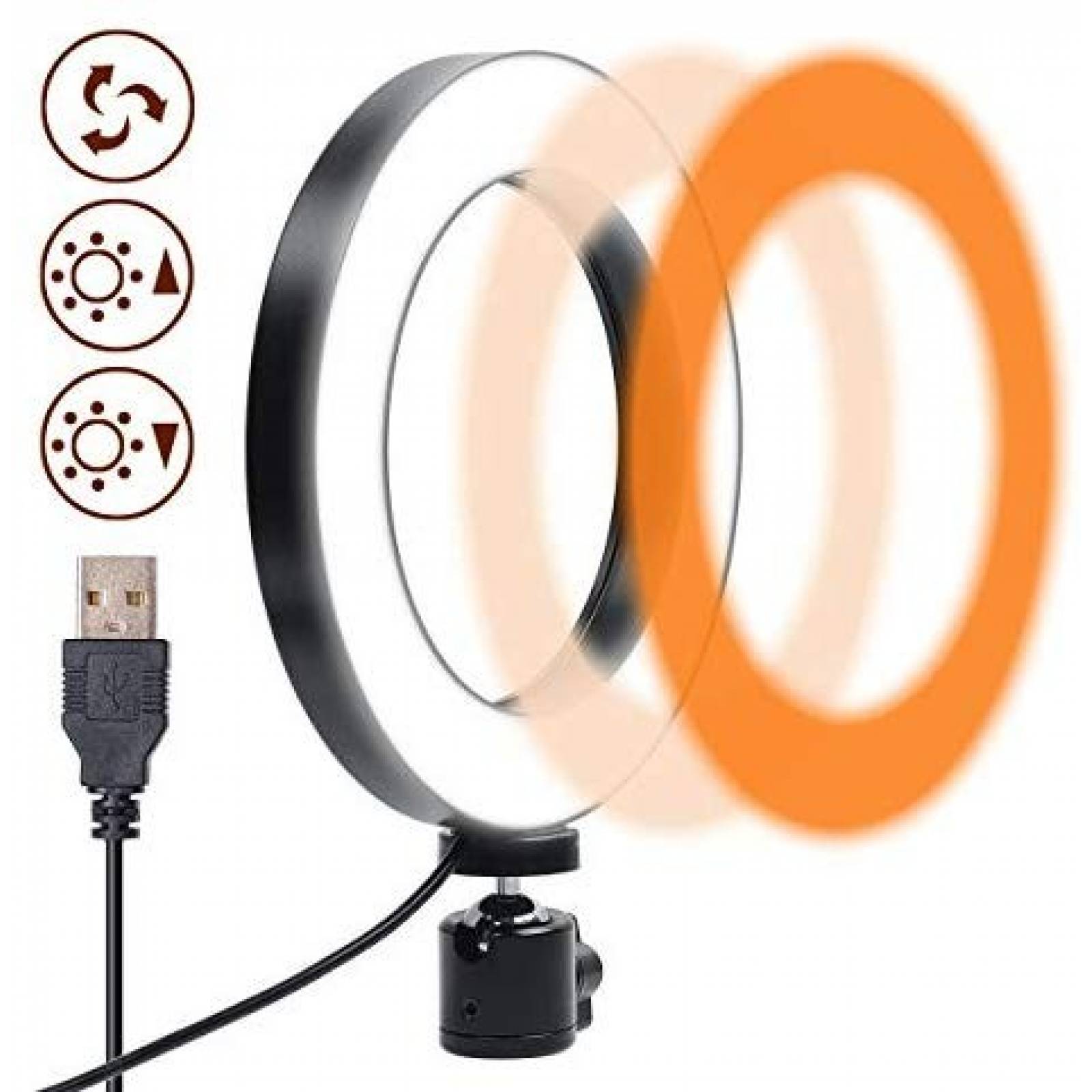 Anillo Luz LED GEMWON 6'' 3 Luces de Plástico Rotación 360