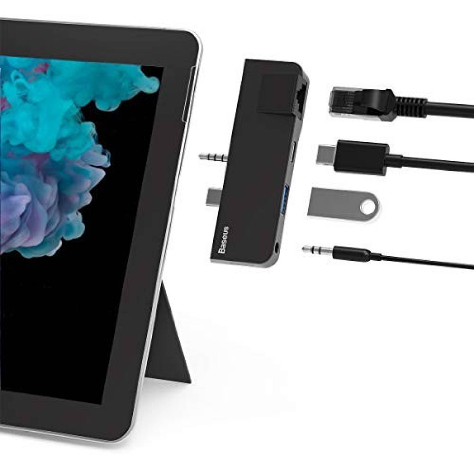 Adaptador USB Hub Baseus Surface Go 4 en 1 USB -C -Negro