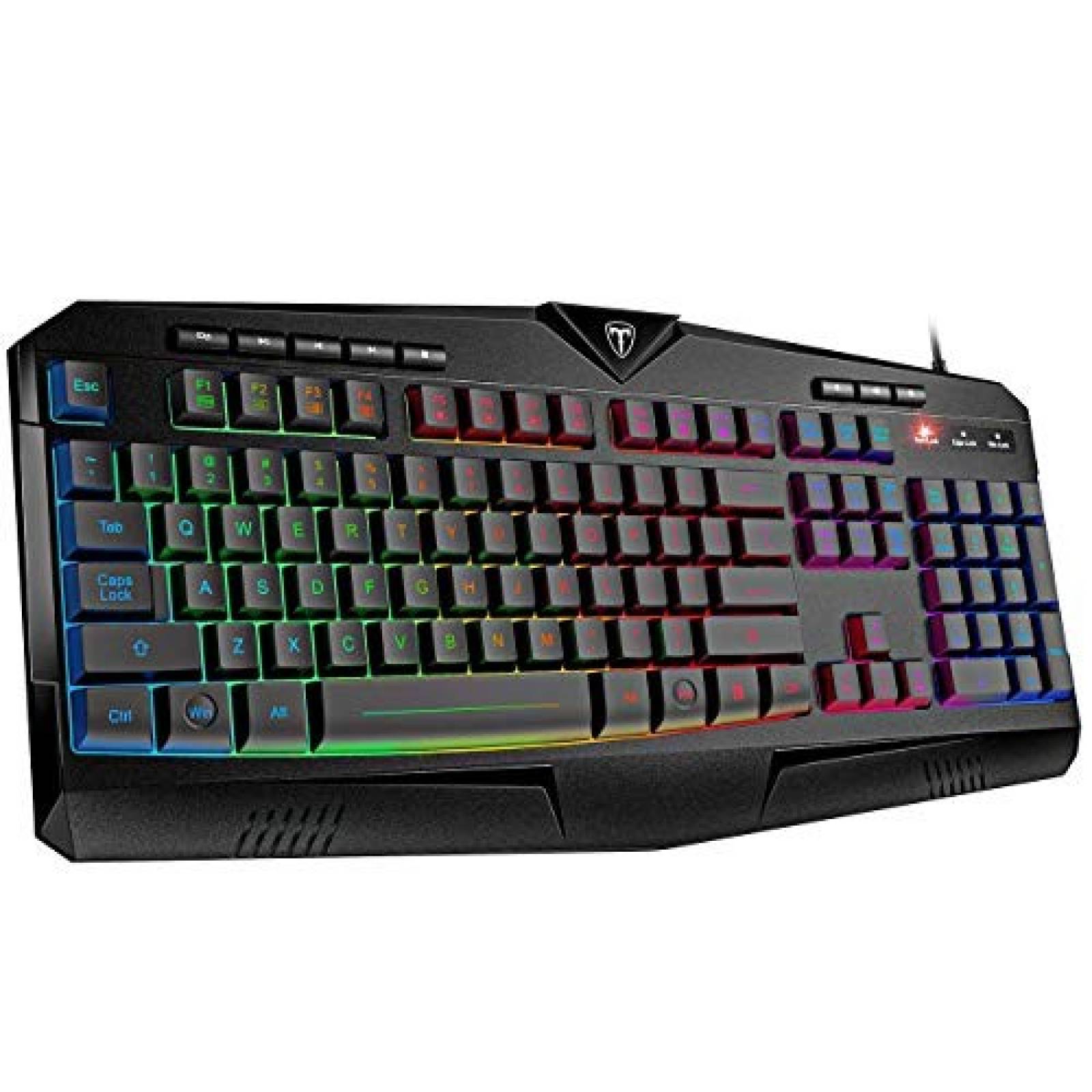 Teclado Gamer Pictek Retroiluminado Rgb Con Cable Usb Negro