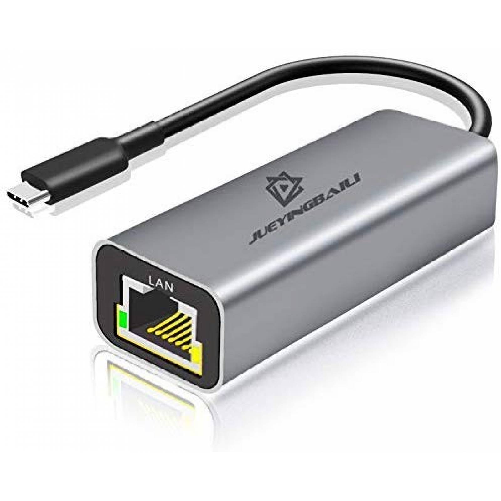 Adaptador de red JYZZ RJ45 USB-C a Ethernet Plug & Play Gris