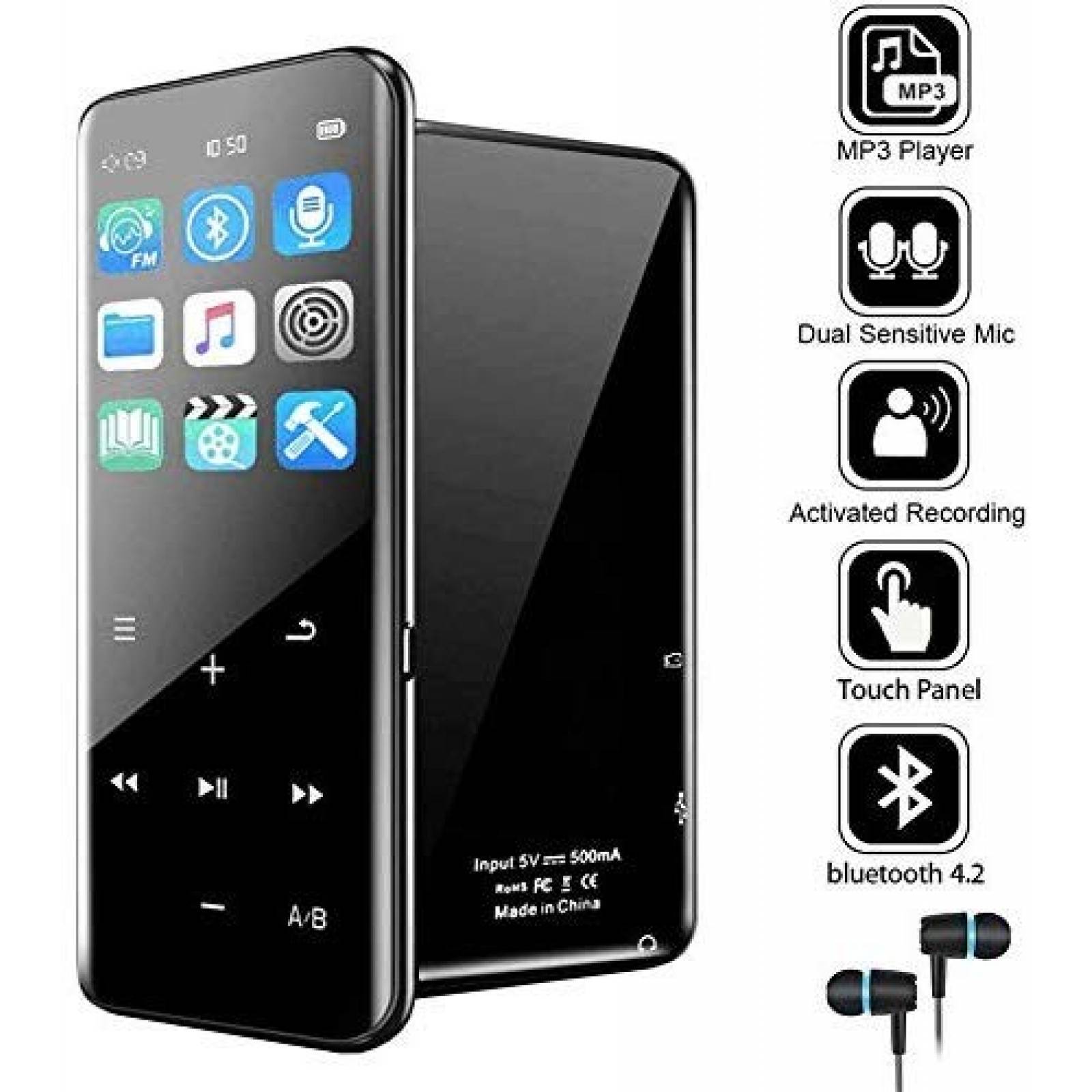 Reproductor de MP5 SUNLEA 16GB bluetooth Radio FM -Negro