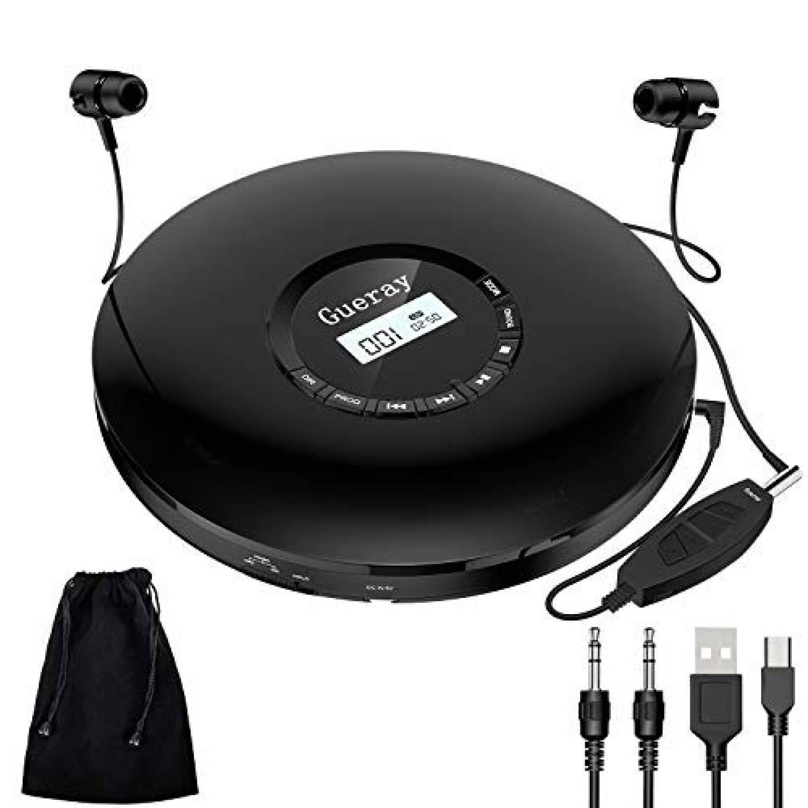 Reproductor de CD Portátil Gueray 1400mAh con Audífonos
