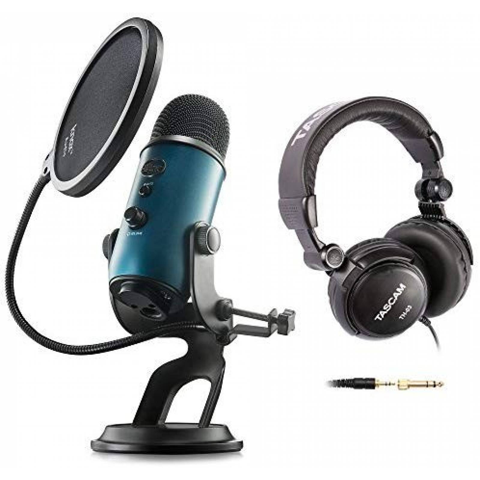 Micrófono USB Blue Microphones Yeti + audífonos -azul