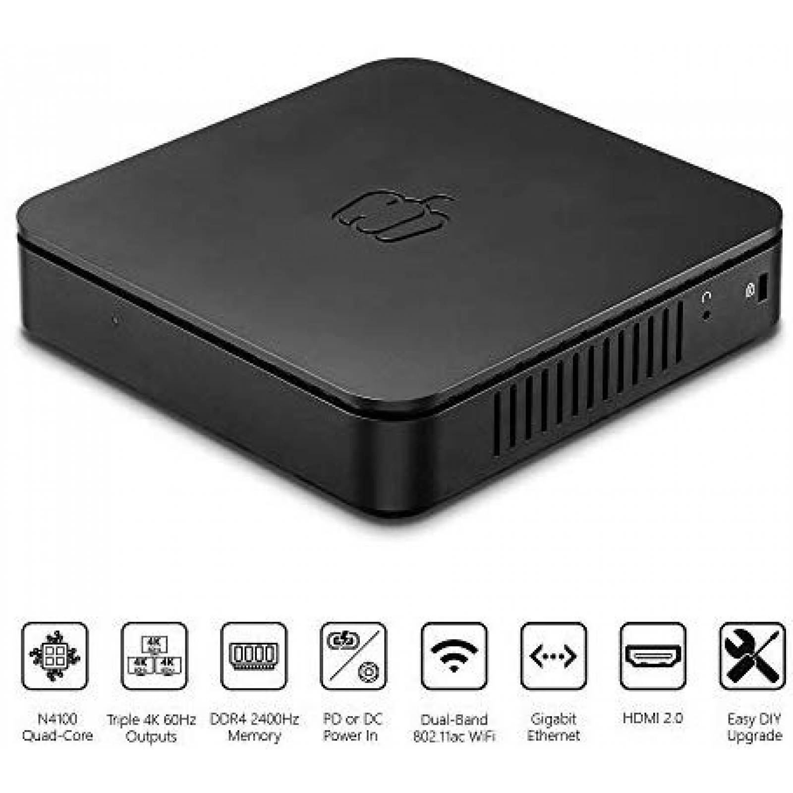 Mini PC PEPPER JOBS 4GB 64GB 4K Win 10 Pro 60Hz -Negro