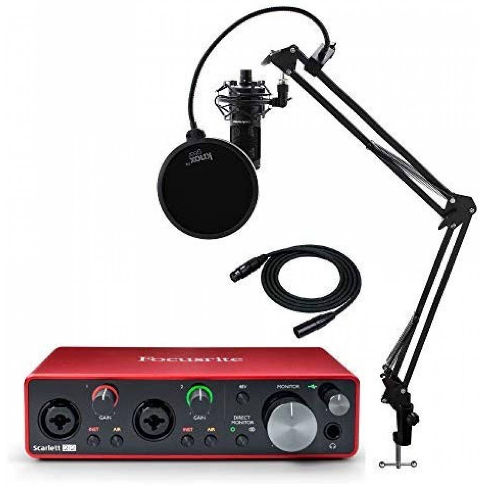 Interfaz de audio Focusrite Scarlett 2i2 mic montura filtro
