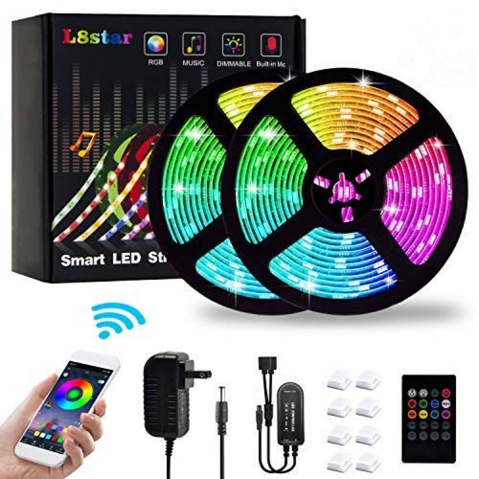 Tira de luces LED L8star RGB 32.8ft con controlador Tira de luces LED L8star RGB 32.8ft con controlador