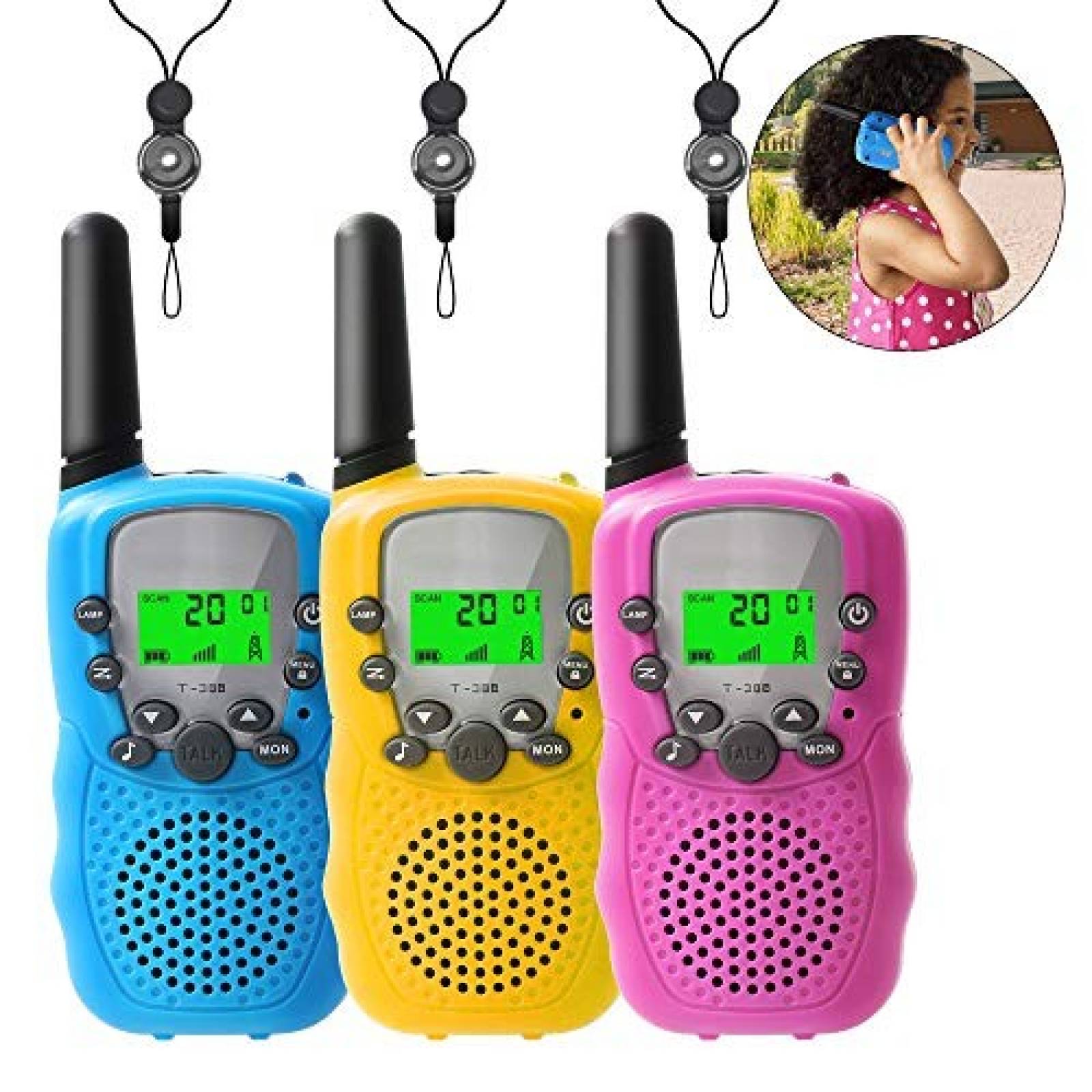 Walkie Talkies Admitrack 3u 22 canales -rosa/amarillo/azul