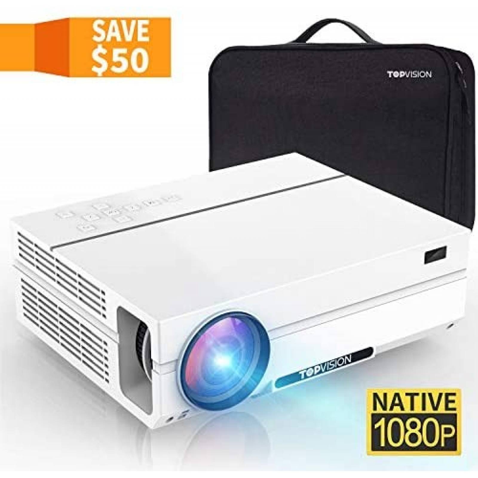 Proyector TOPVISION Full HD 1080P 6500L 5000:1 -Blanco