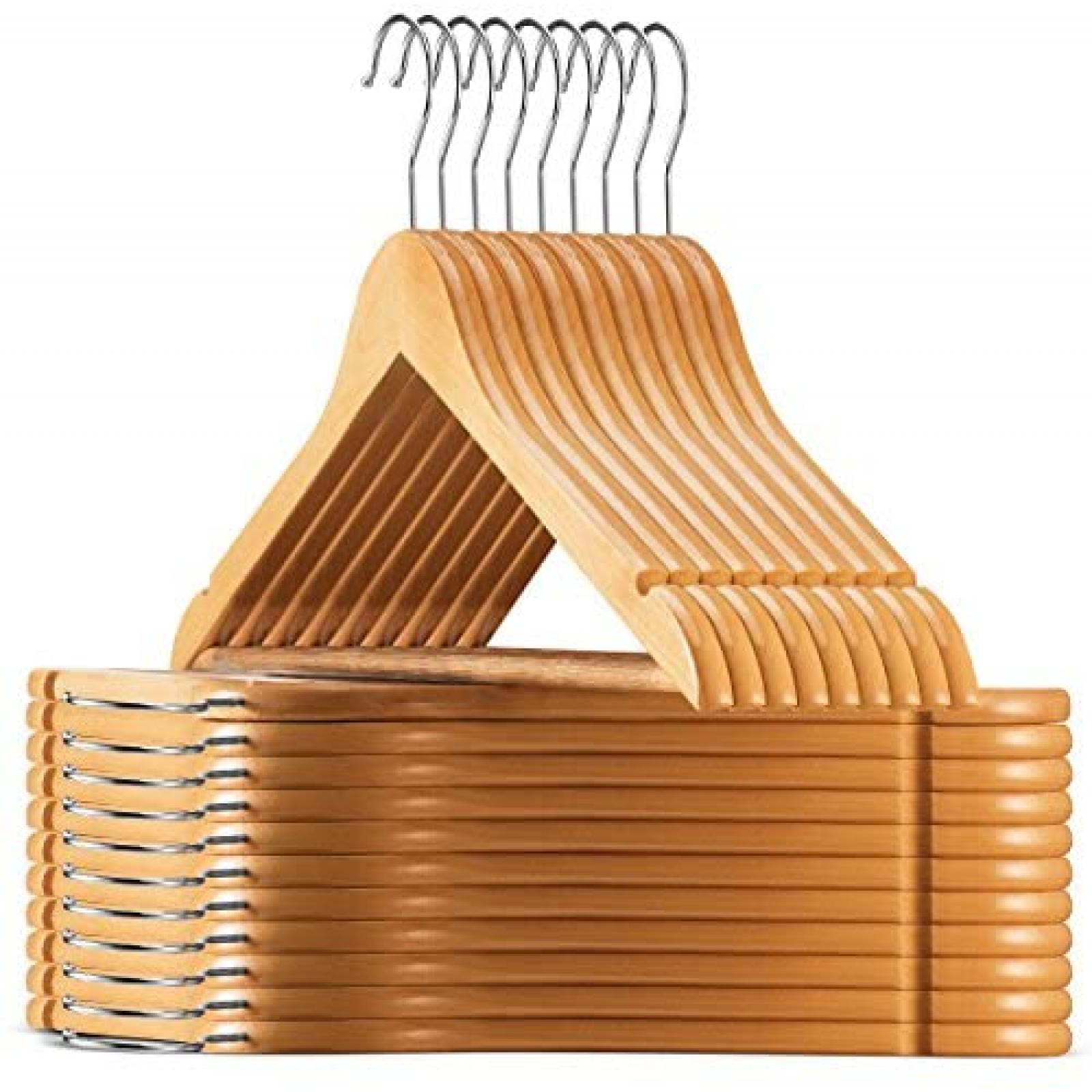 Ganchos de Ropa ZOBER 20 pzs Madera Gancho Giratorio