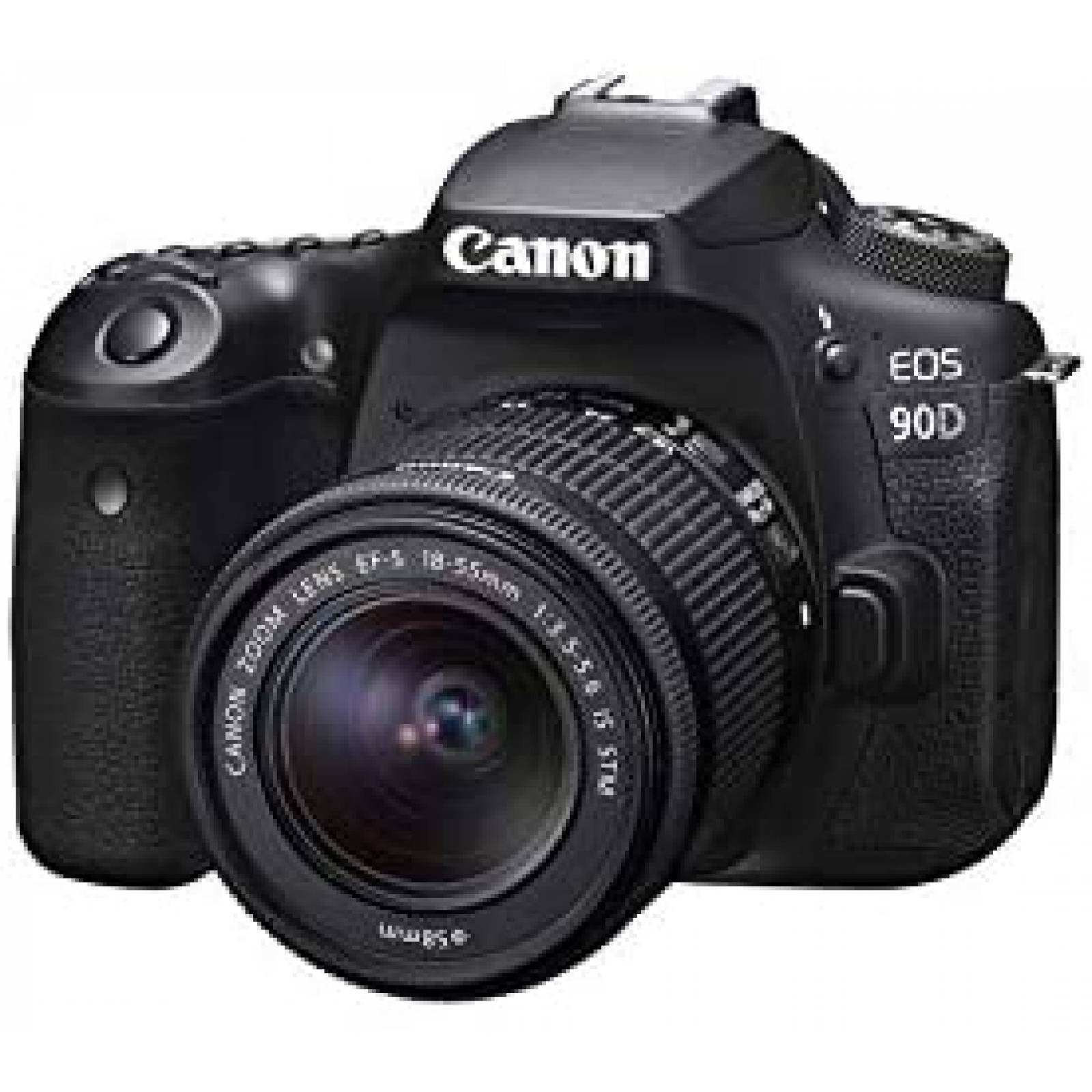 Cámara Profesional Canon EOS 90D 18-55 Pantalla Touch -Negro
