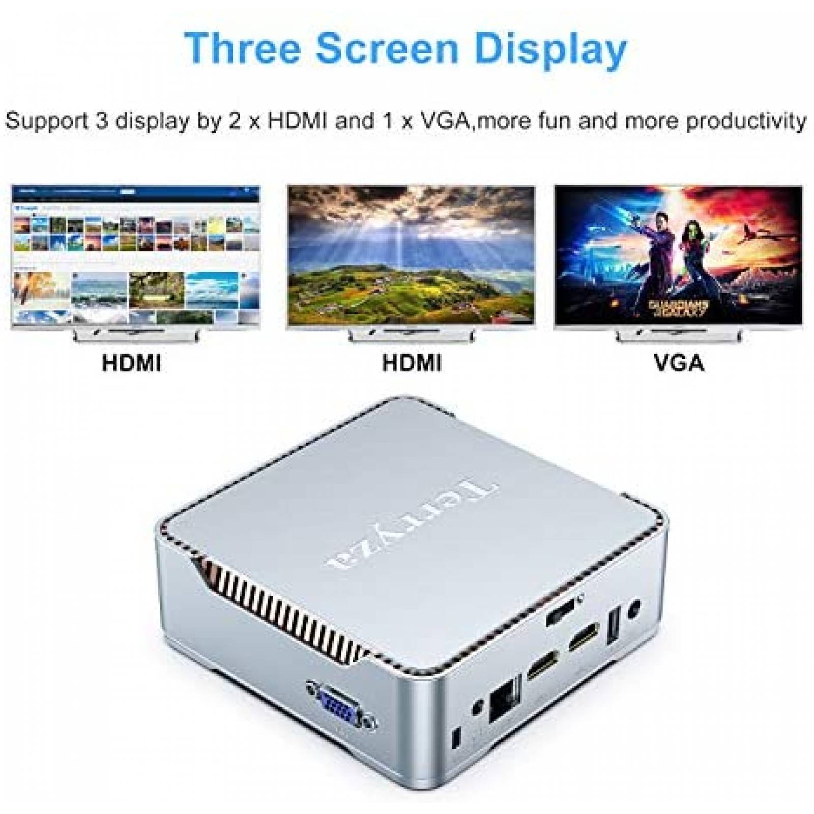 Mini PC Terryza Intel Celeron N3350 2.4G HDMI VGA 4K WiFi
