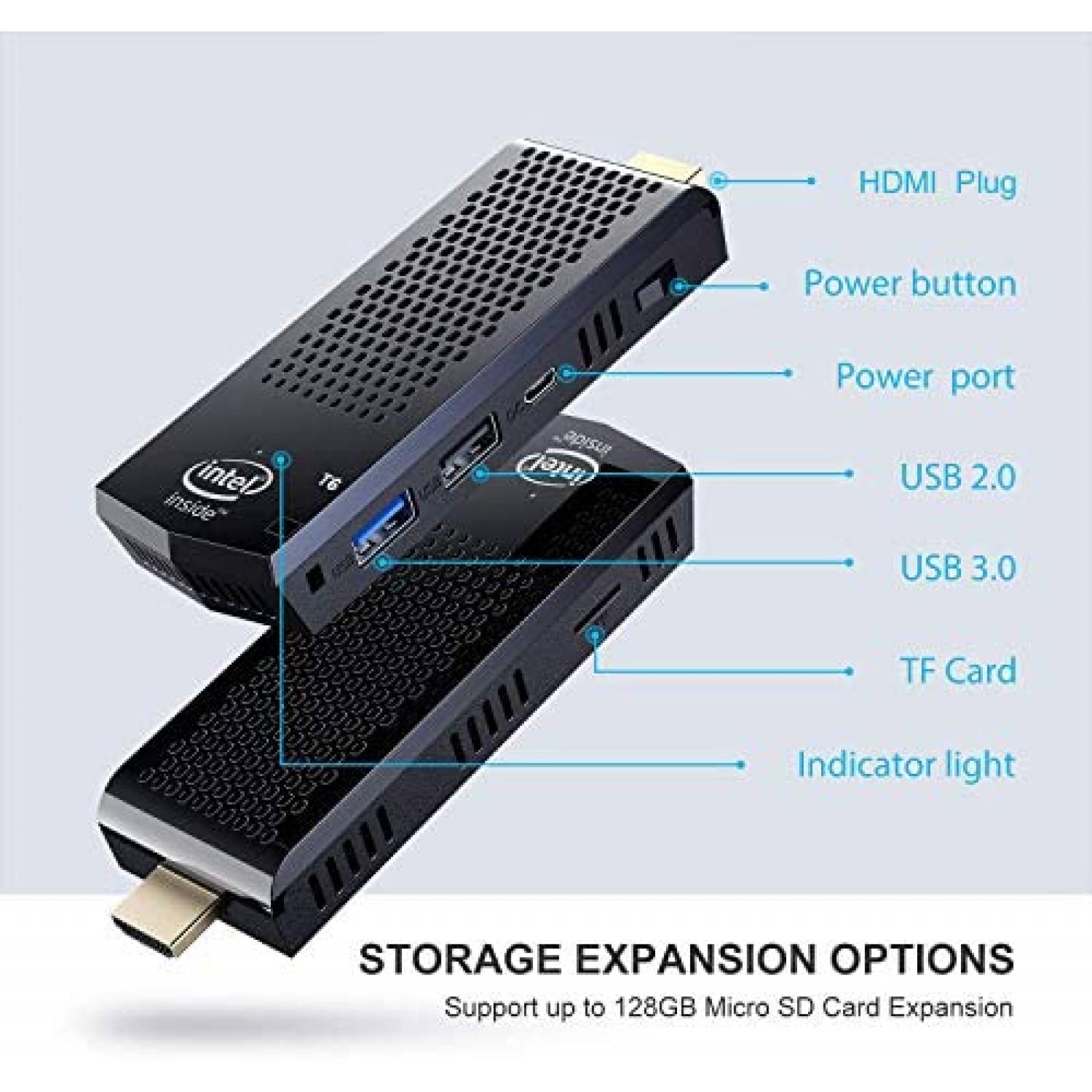 Mini PC Terryza Stick Win10 Pro 2GB+32GB 4K HD -Negro