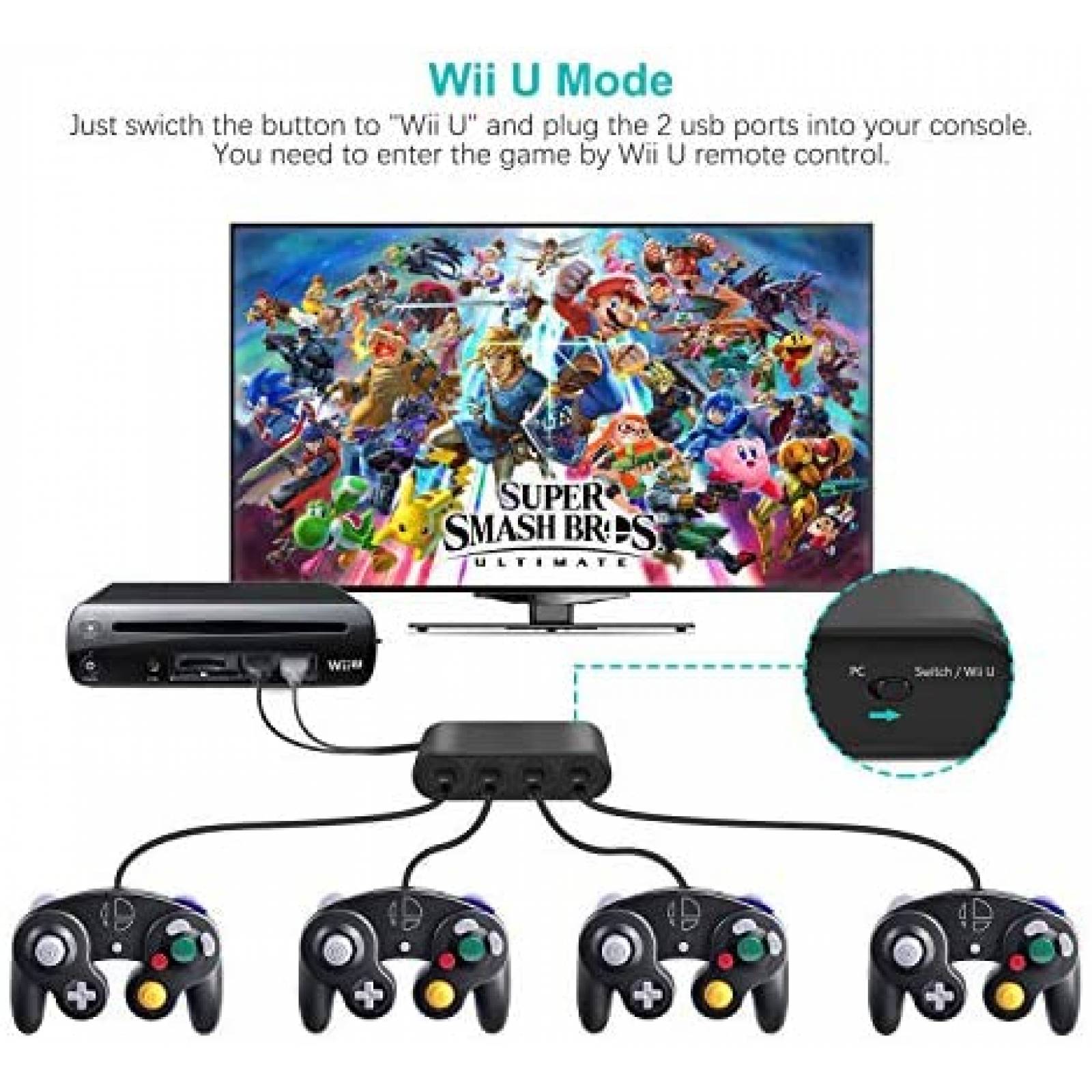 Adaptador de Controlador Nintendo Switch innoAura 4 Puertos