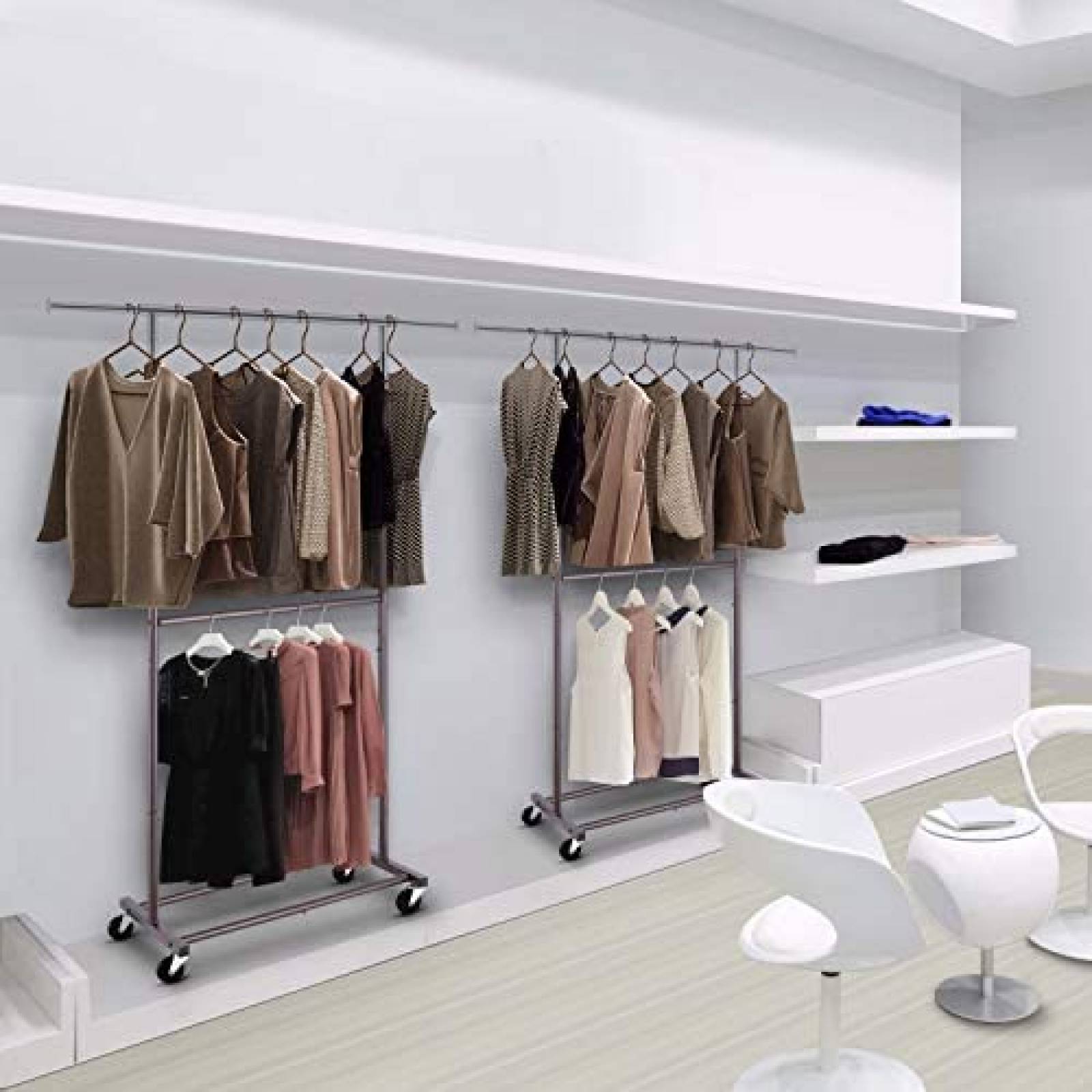 Rack de Ropa Simple Trending Store Organizador Doble -Bronce