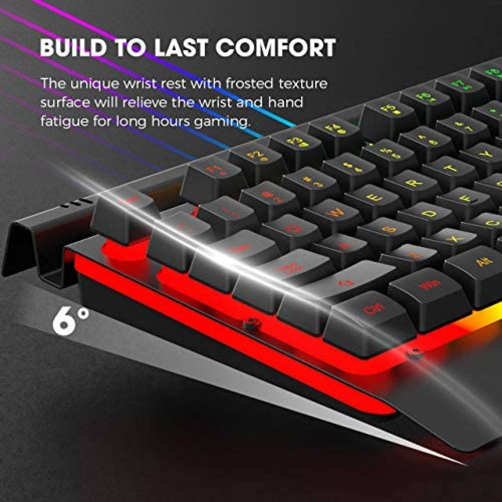 Teclado Gamer VicTsing Store Metálico Ergonómico RGB -Negro