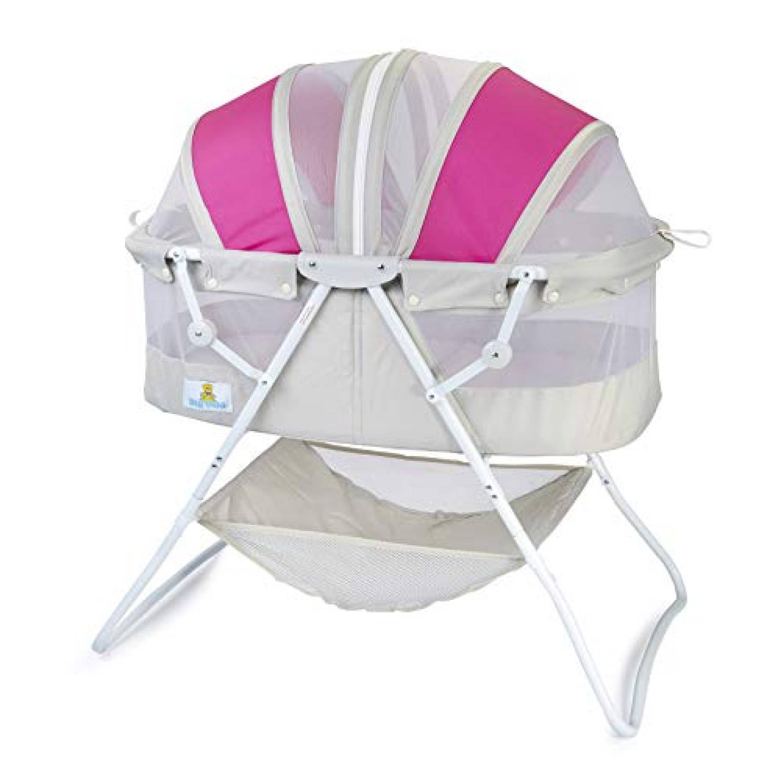 Cuna de Viaje Big Oshi Portátil Ligera Versátil -Rosa/Gris