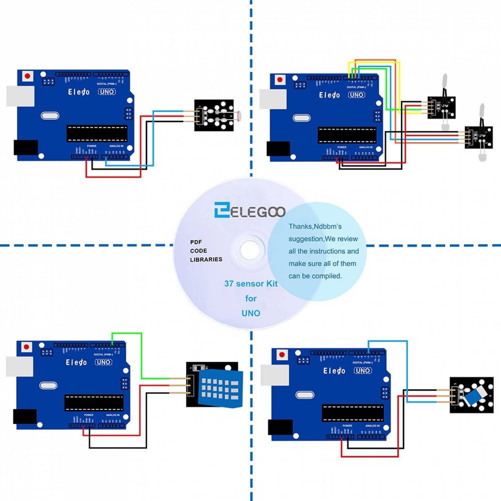 Kit Elegoo El-kit-000 Modulo Sensor 37 En 1, Para Arduino