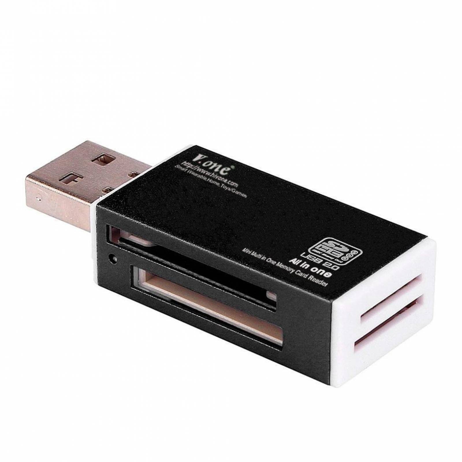 Adaptador Usb V.one Lector Tarjetas Sd Microsd Aluminio -neg