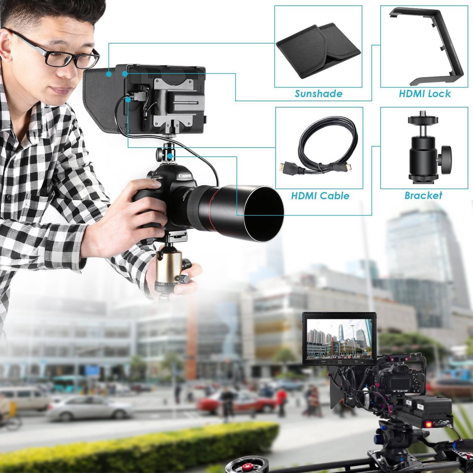 Monitor De Video Neewer Pantalla 7 Vga/av/hdmi Dslr 800x480