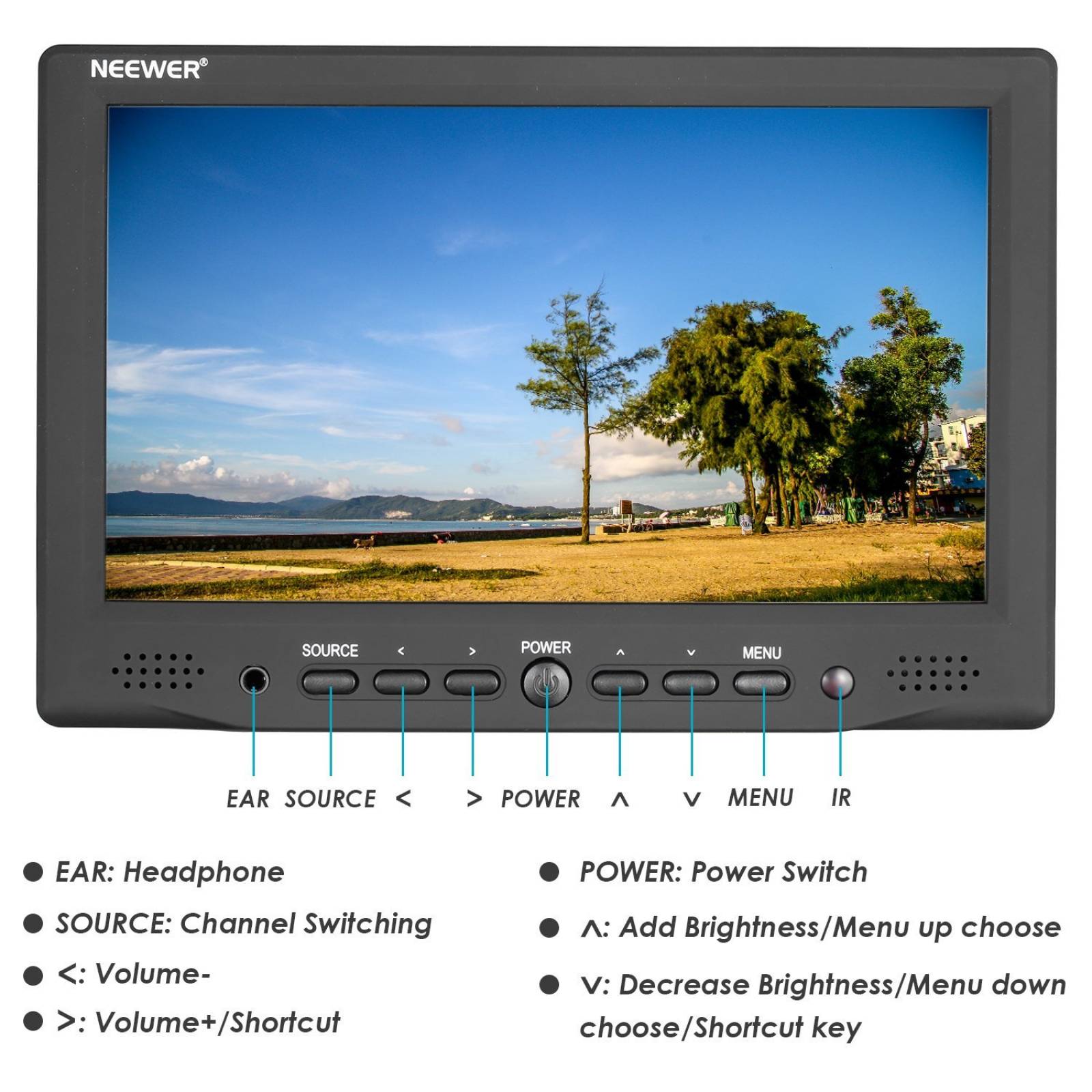 Monitor De Video Neewer Pantalla 7 Vga/av/hdmi Dslr 800x480