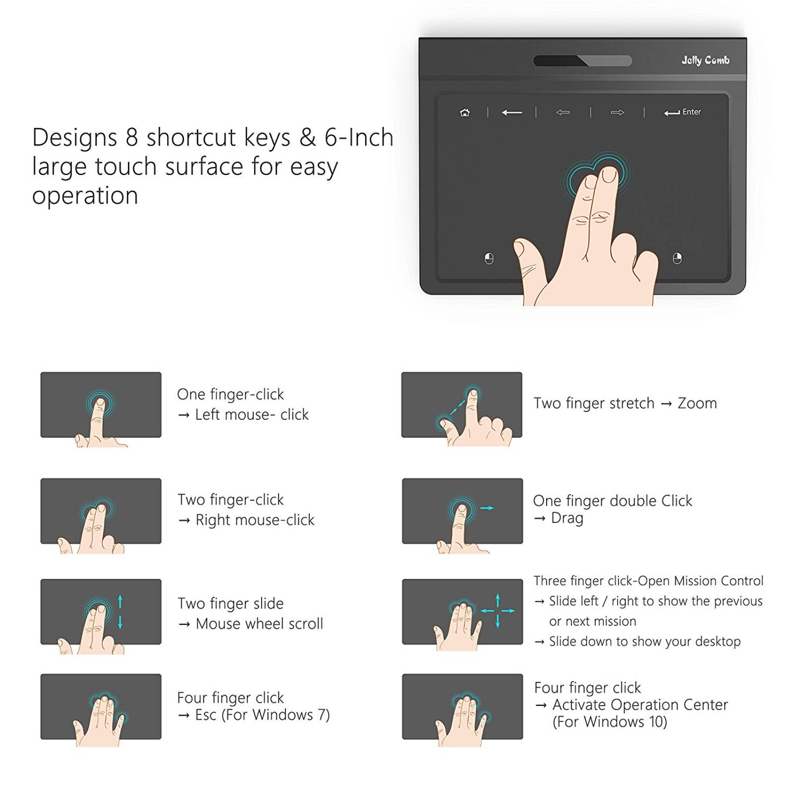 Touchpad Jelly Comb Wgjp-012 Multifunción Para Pc -negro