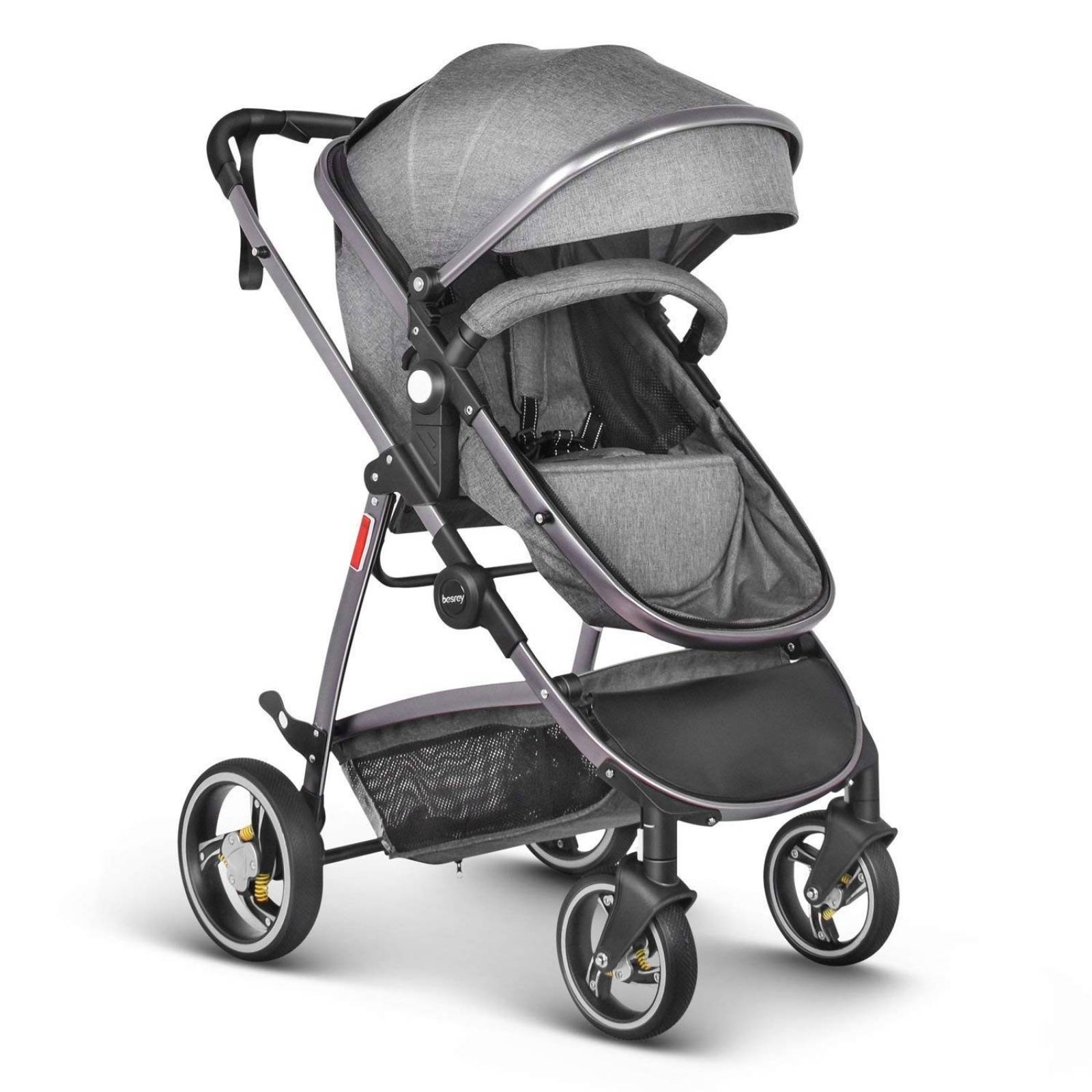 Carriola Recién Nacido Plegable Besrey Luxury -Gris
