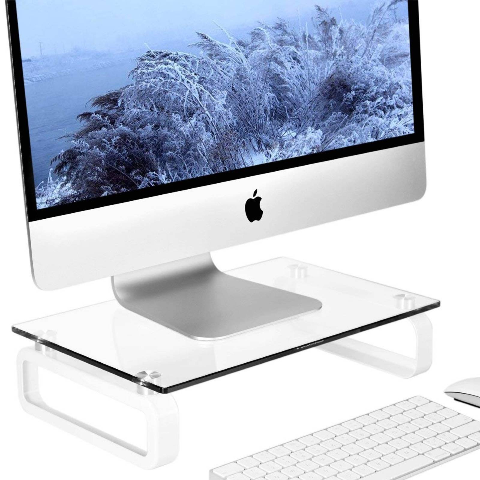 Base para monitor Hemudu Cristal templado con patas de metal