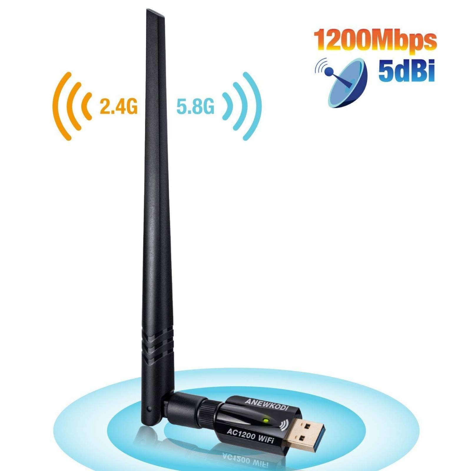 Receptor de WiFi ANEWKODI AC1750 1200Mbps 2.4G 5.8G USB -N
