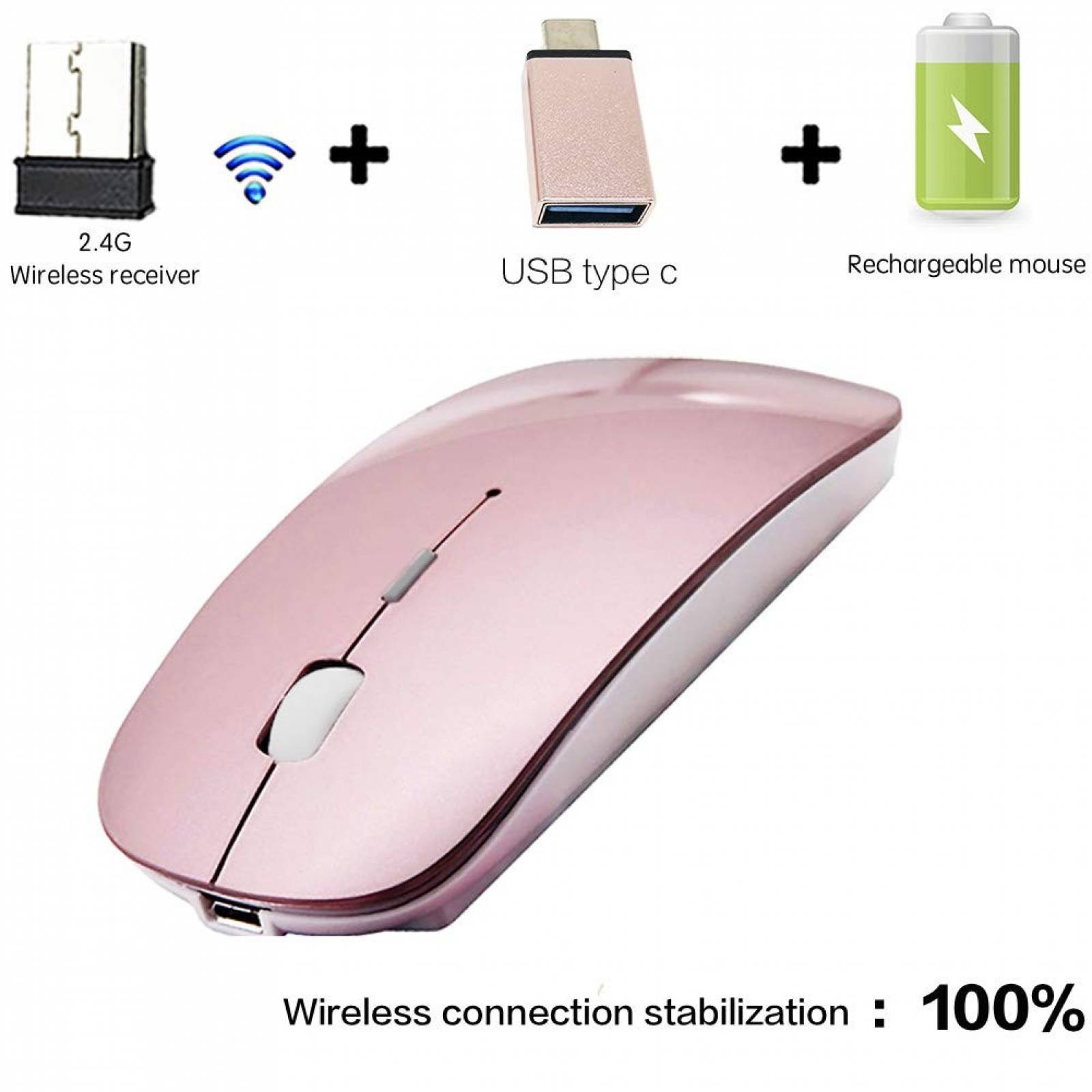 Mouse Recargable Inalámbrico Compatible -Oro Rosa