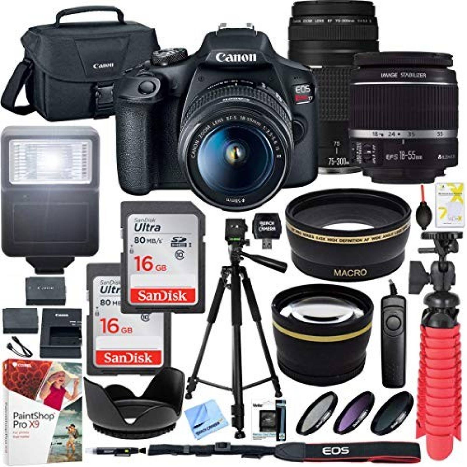 Kit Cámara DSLR Canon T7 EOS Con Lentes y Accesorios