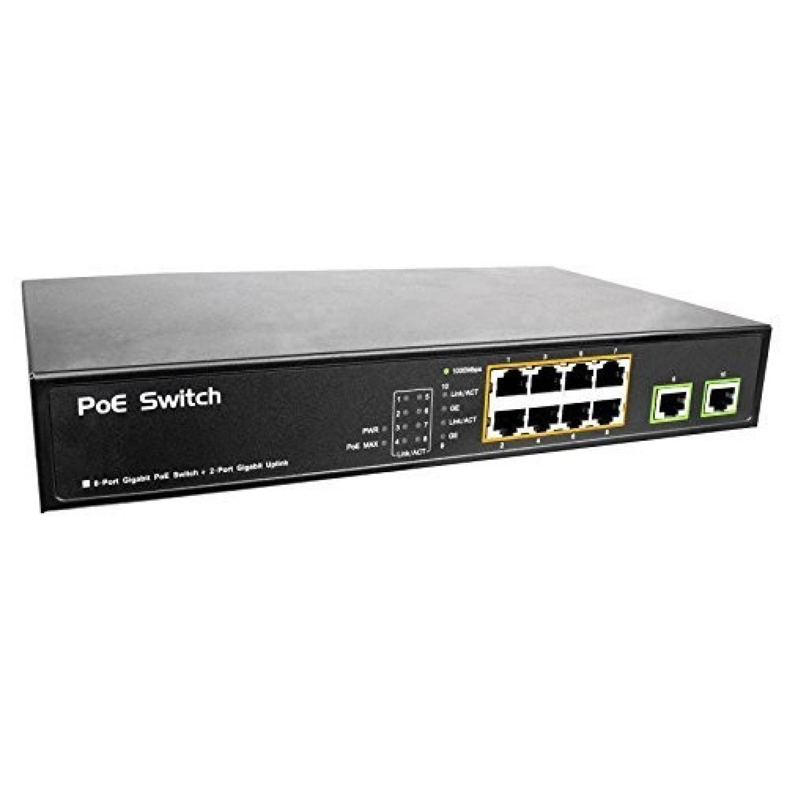 Interruptor BV-Tech 10 Puertos Gigabit PoE/PoE+ 130W 802.3at