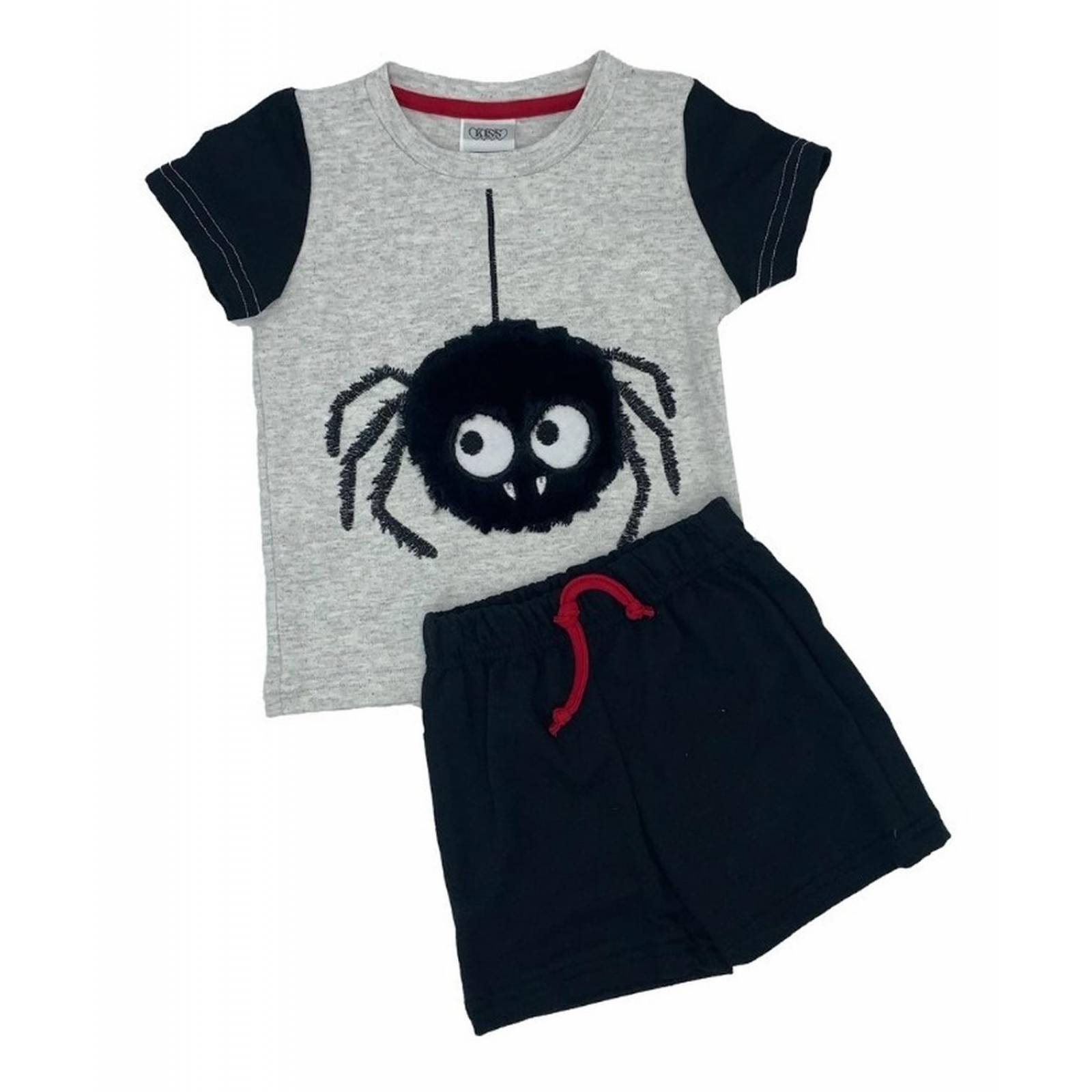 Conjunto Algodón Short Y Playera Aplicación Bordada Araña