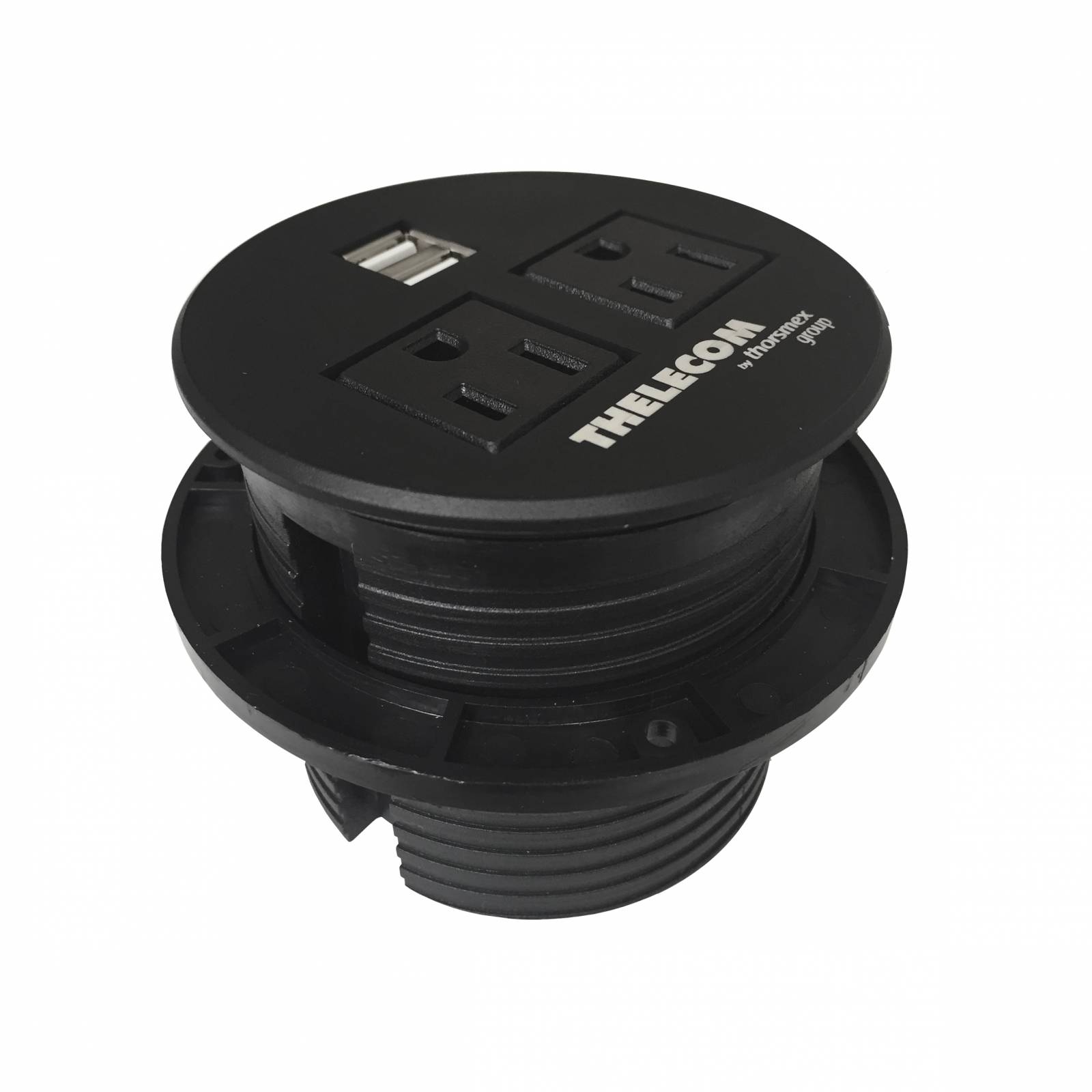 CONTACTO DUPLEX CON USB EMPOTRABLE NEGRO THORSMAN 11000-83504