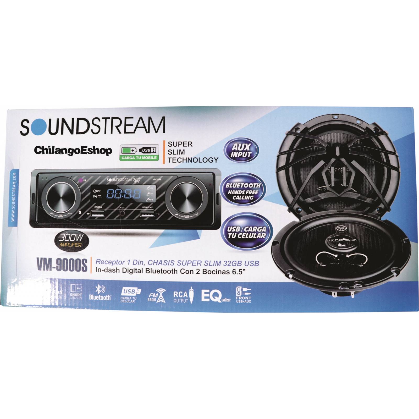 PAQUETE ESTEREO SOUNDSTREAM VM 900S BLUETOOTH 2 BOCINAS 65