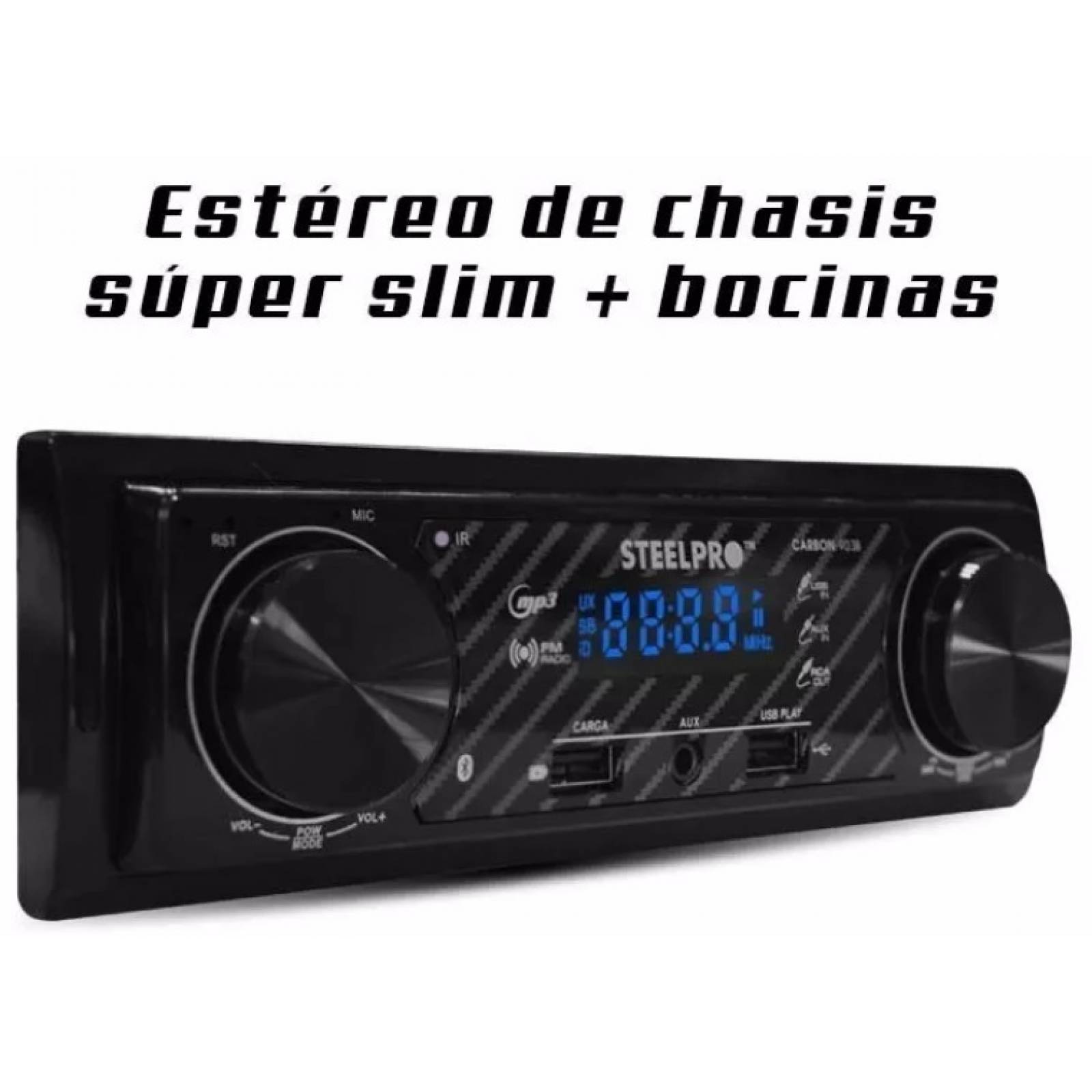 PAQUETE ESTEREO STEELPRO CARBON 9300B 2 BOCINAS 65