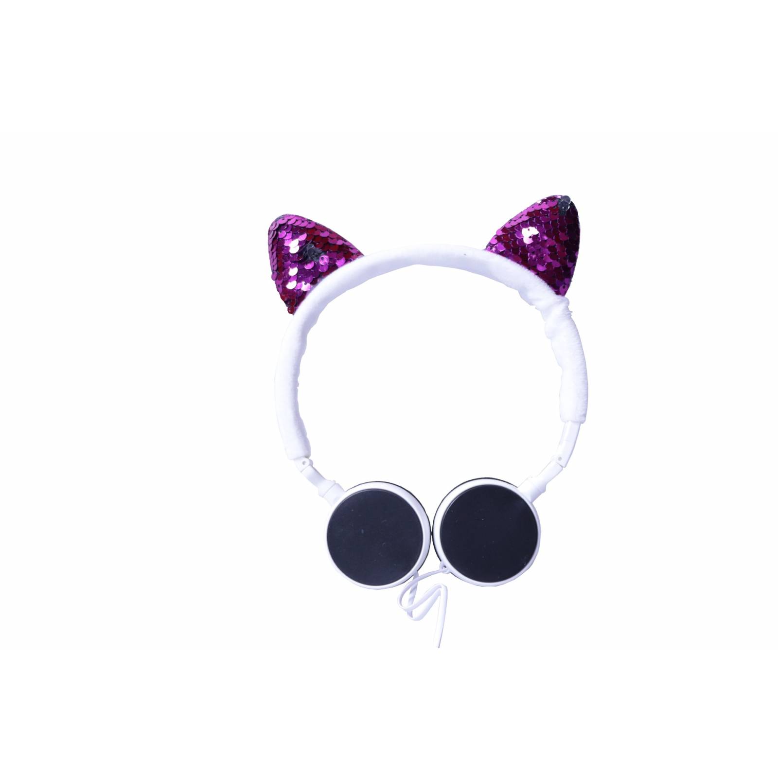 Audifonos Stereo Gato Lentejuela Fiusha Con Microfono