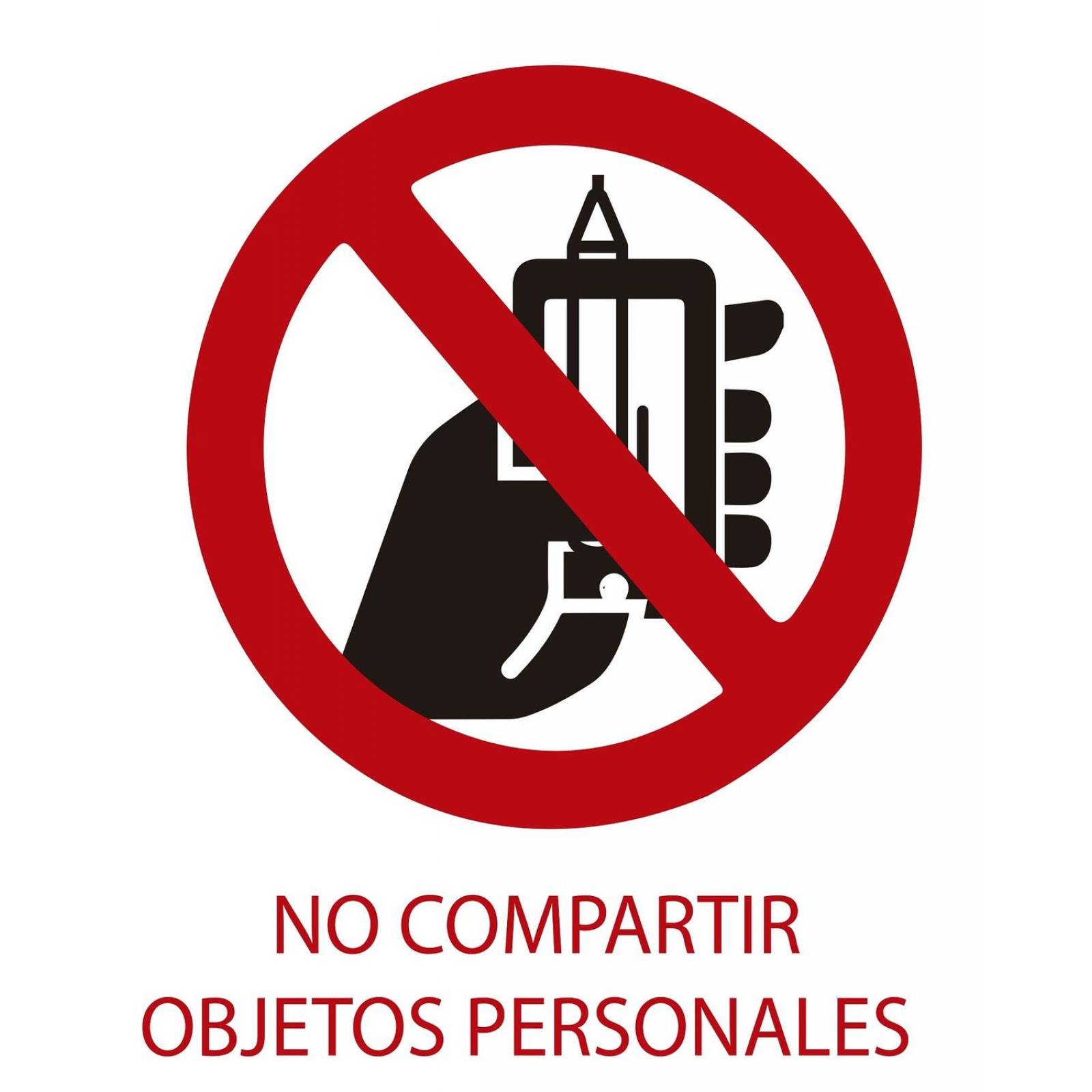 SEÑALAMIENTO DE 25x35 NO COMPARTIR OBJETOS PERSONALES