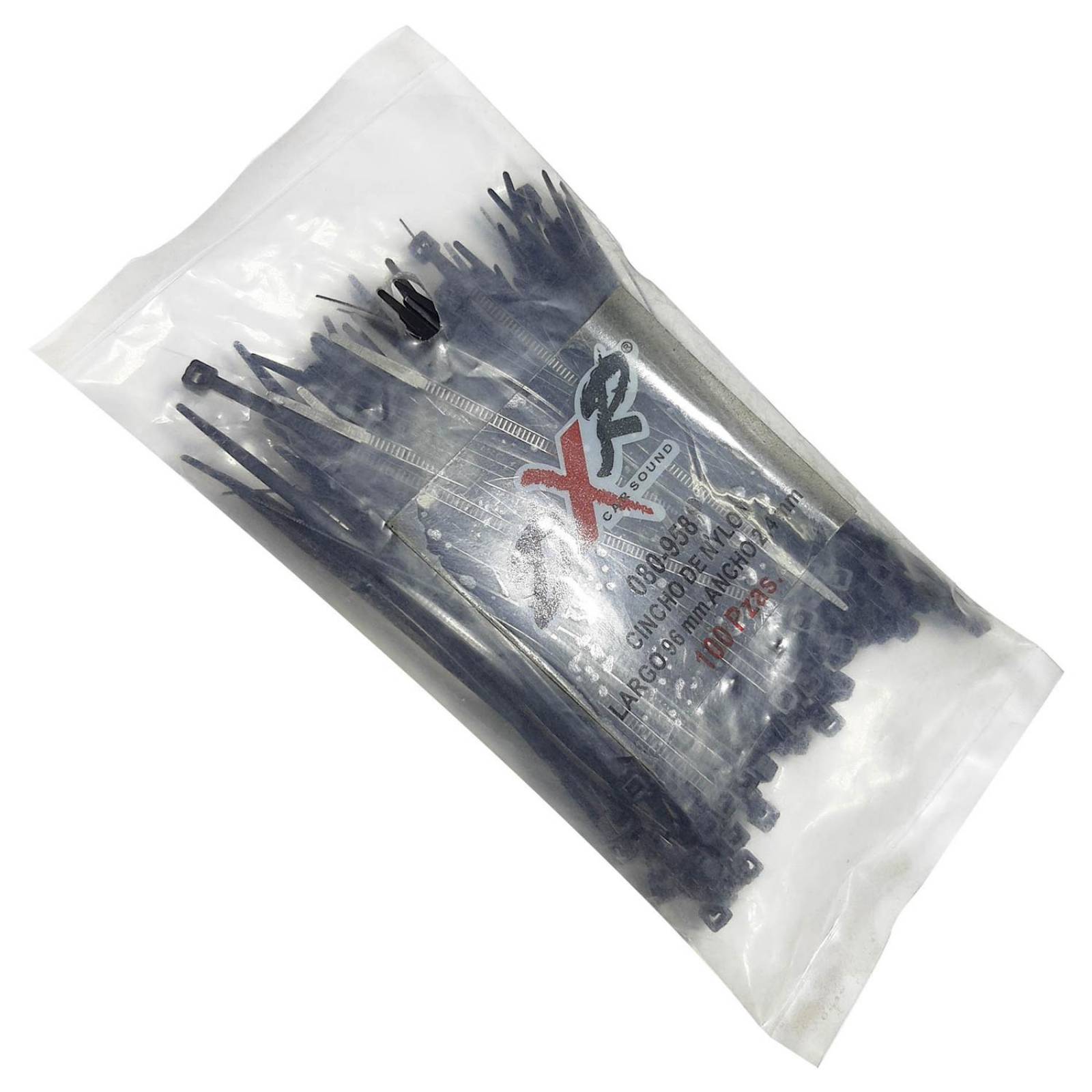 BOLSA CON 100 CINCHOS DE NYLON 2,4 X 96MM COLOR NEGRO