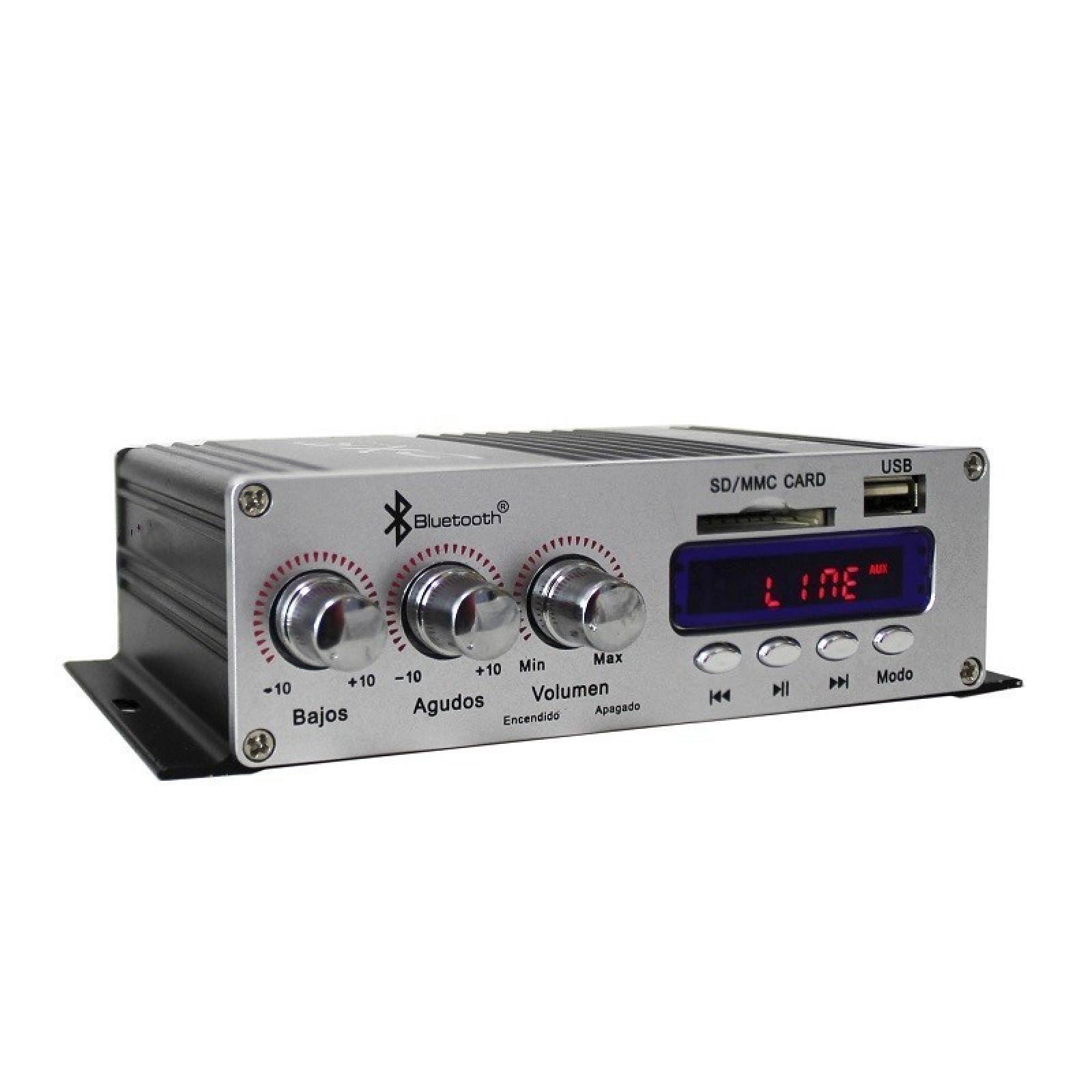 AMPLIFICADOR MINI 4 CANALES BLUETOOTH USB SD FM 010 150