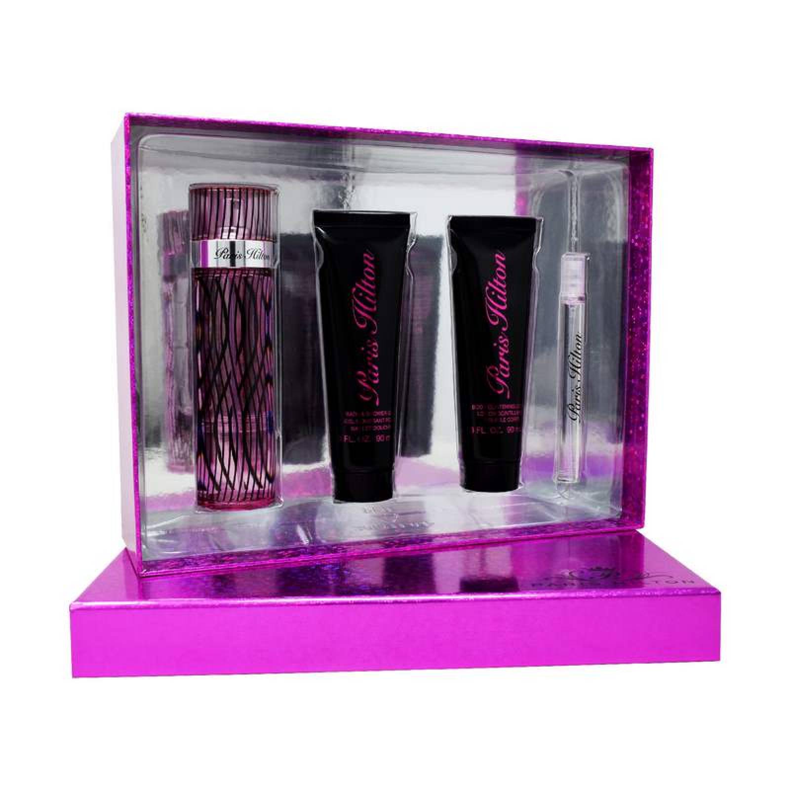 Set Paris Hilton 4Pzs 100 ml Edp Spray + Shower Gel 90 ml + Body Lotion 90 ml + 10 ml Edp Spray ...