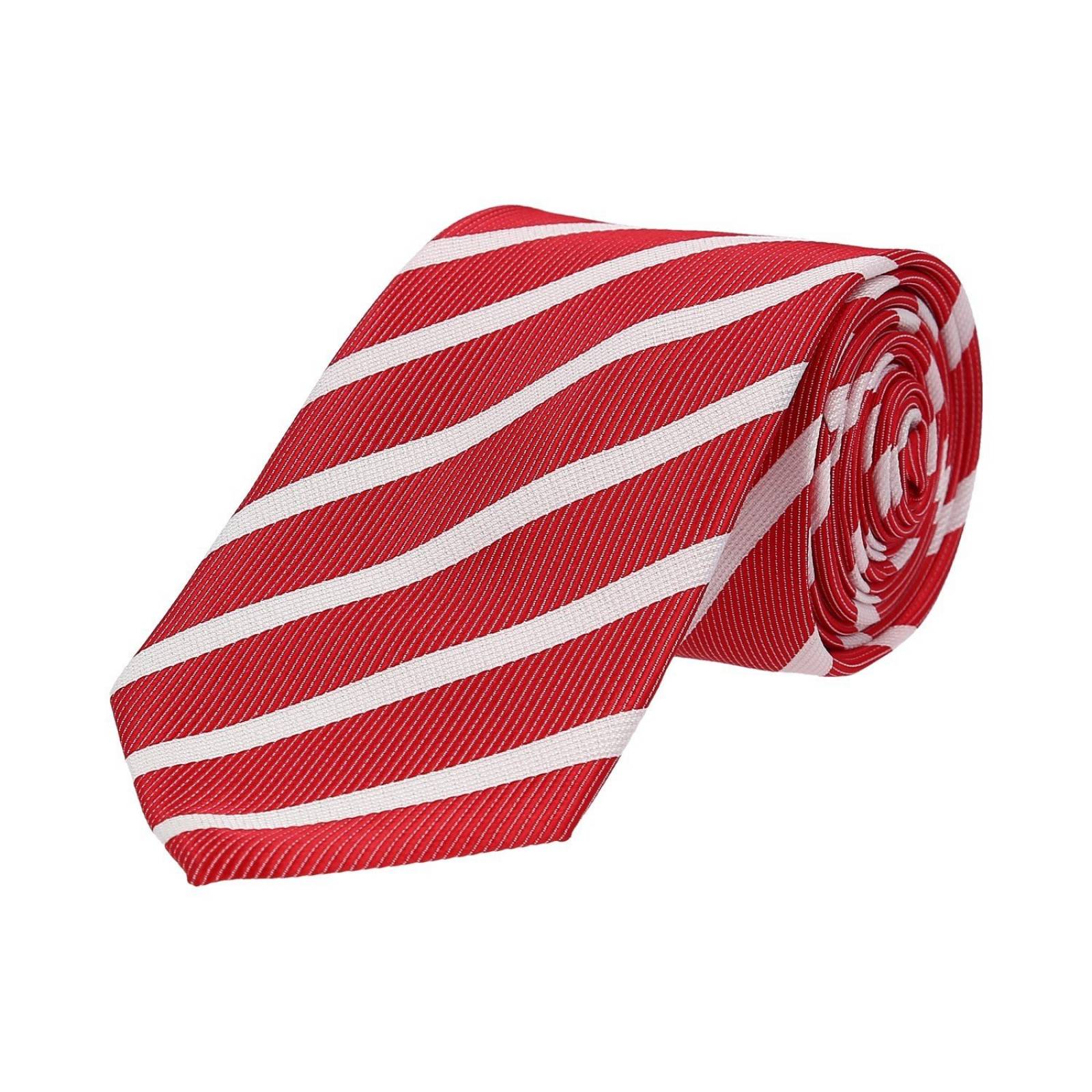 Corbata roja con diagonales blancas poli?ster