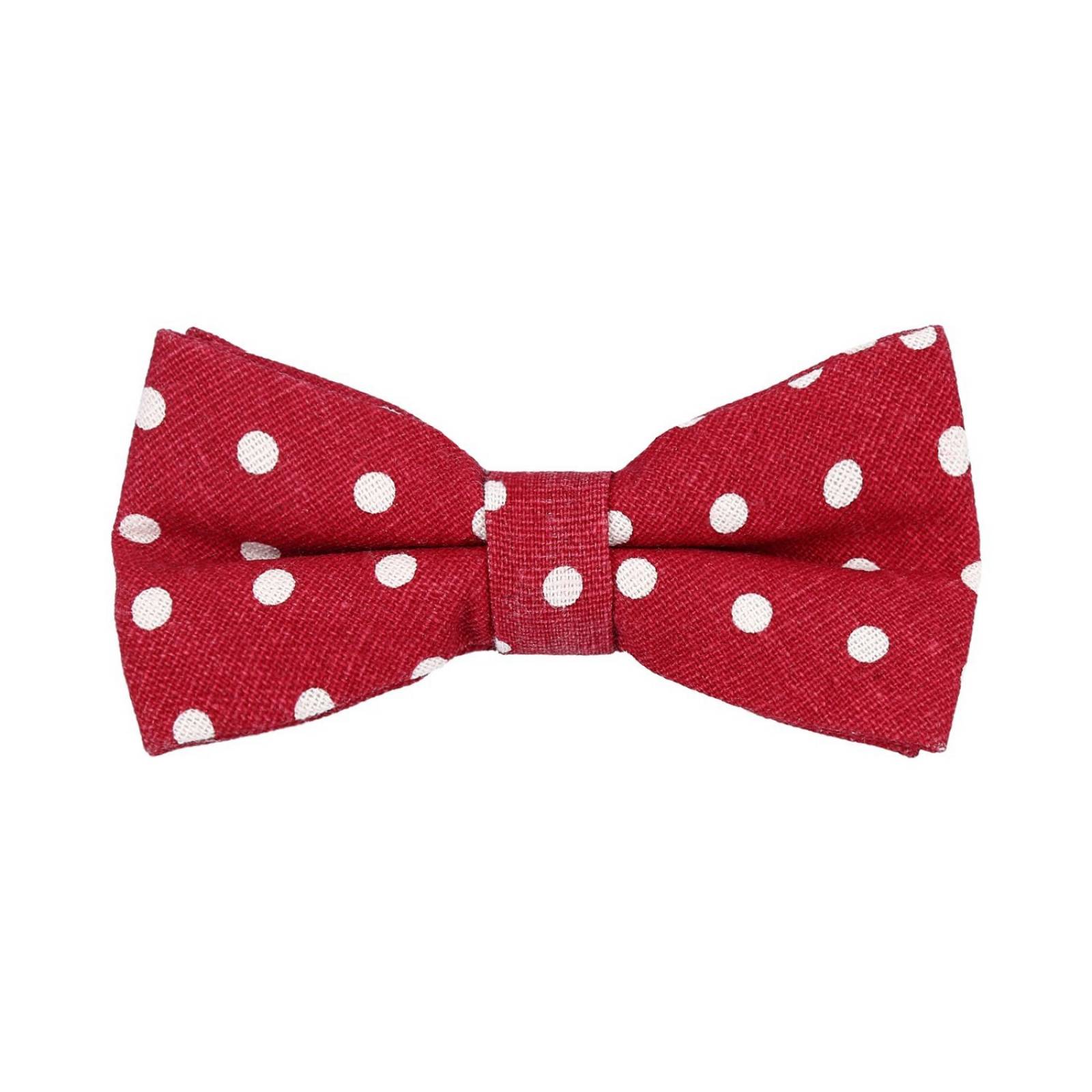 Moño rojo jaspeado con puntos beige