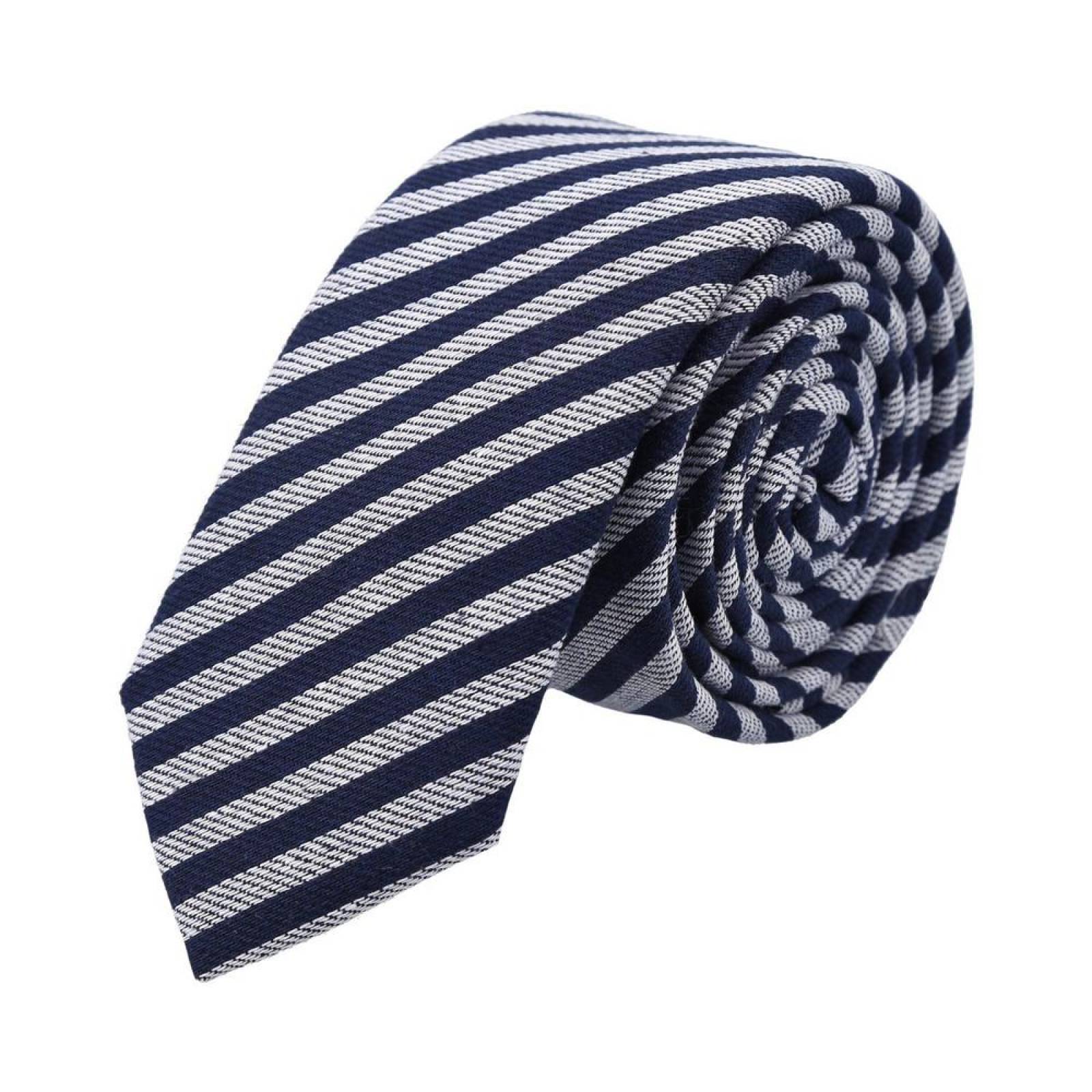 Corbata Royal Flush con franjas diagonales azul marino y gris