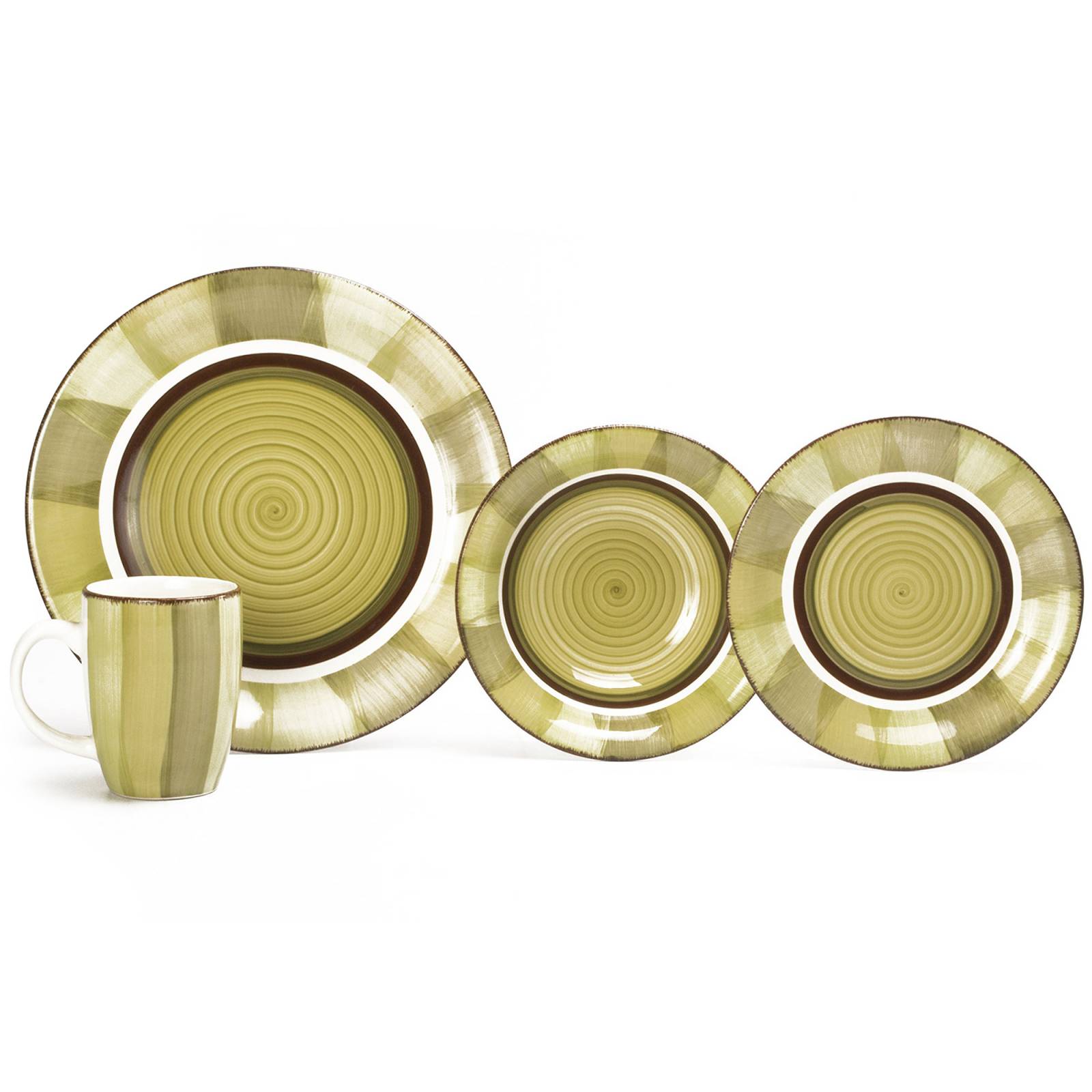 Vajilla De Cerámica 16 Piezas Tajín Verde V8899