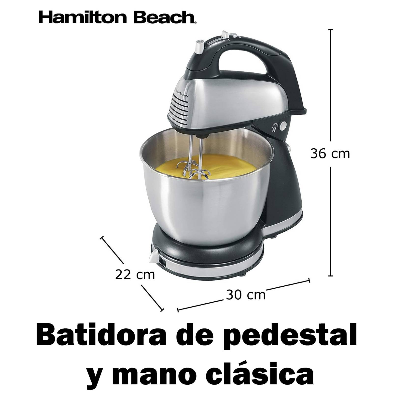 Batidora de Pedestal Hamilton Beach Negro Plata 290W
