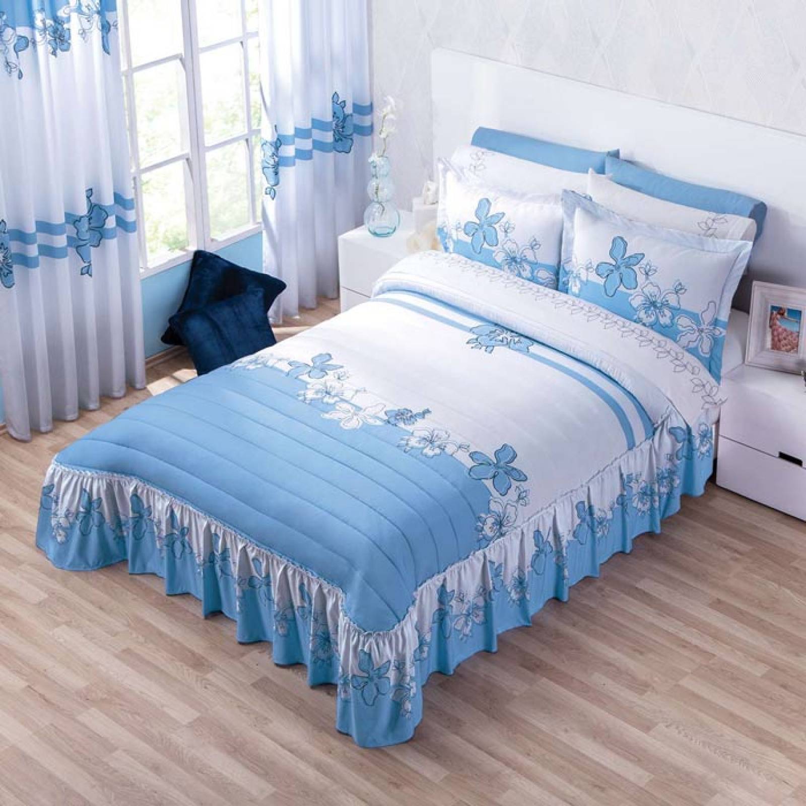 Colcha Funda Cielo Cama King Size Microfibra Azul Concord